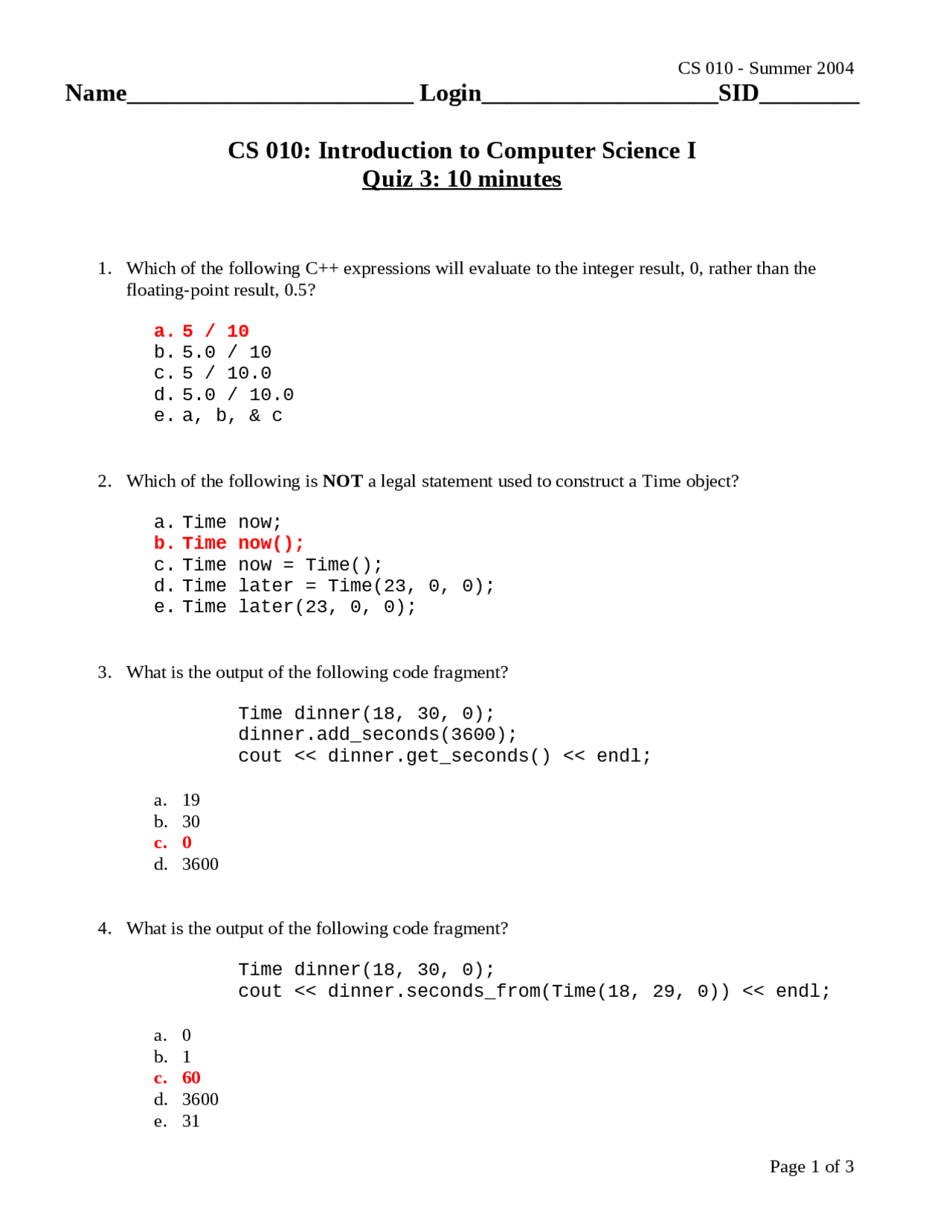 Quiz 3 Mcqs With Answers Introduction To Computer Science Cs 010 Docsity