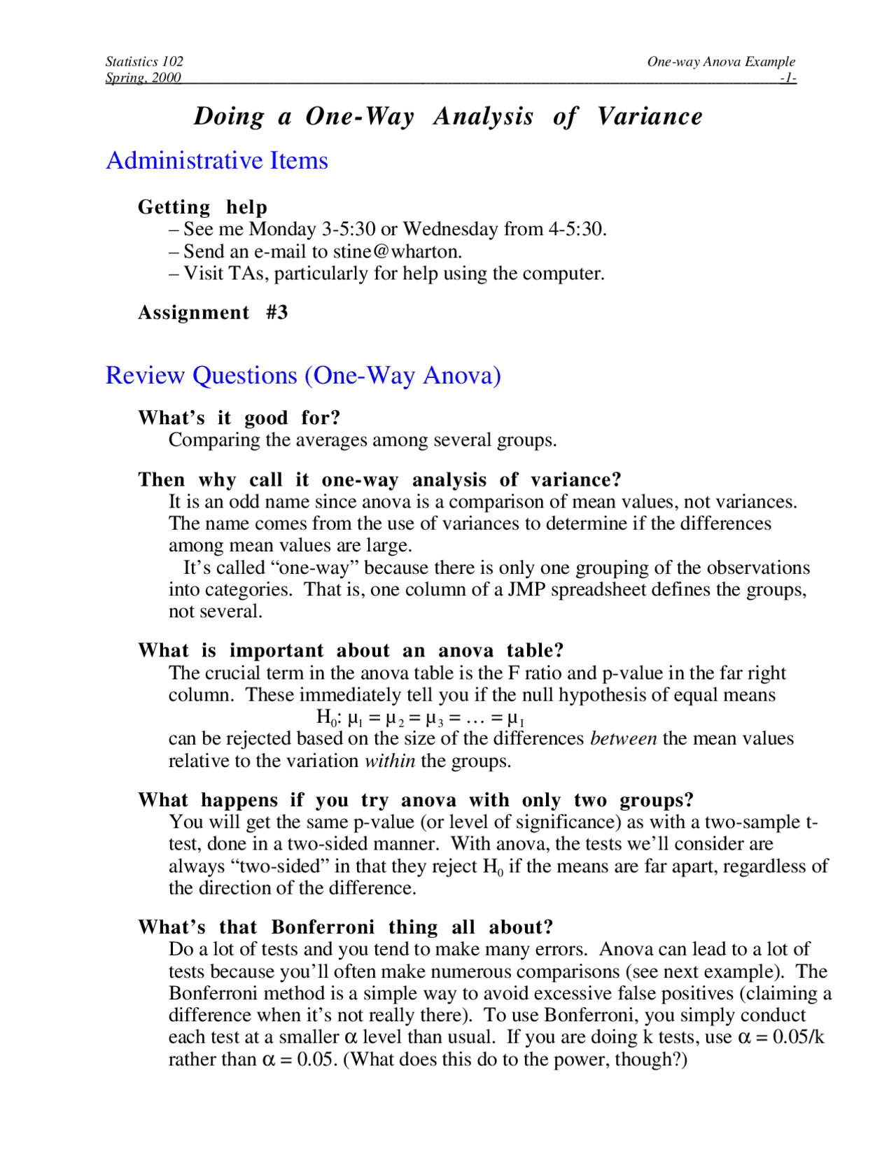 One Way Analysis Of Variance Introduction To Business Statistics