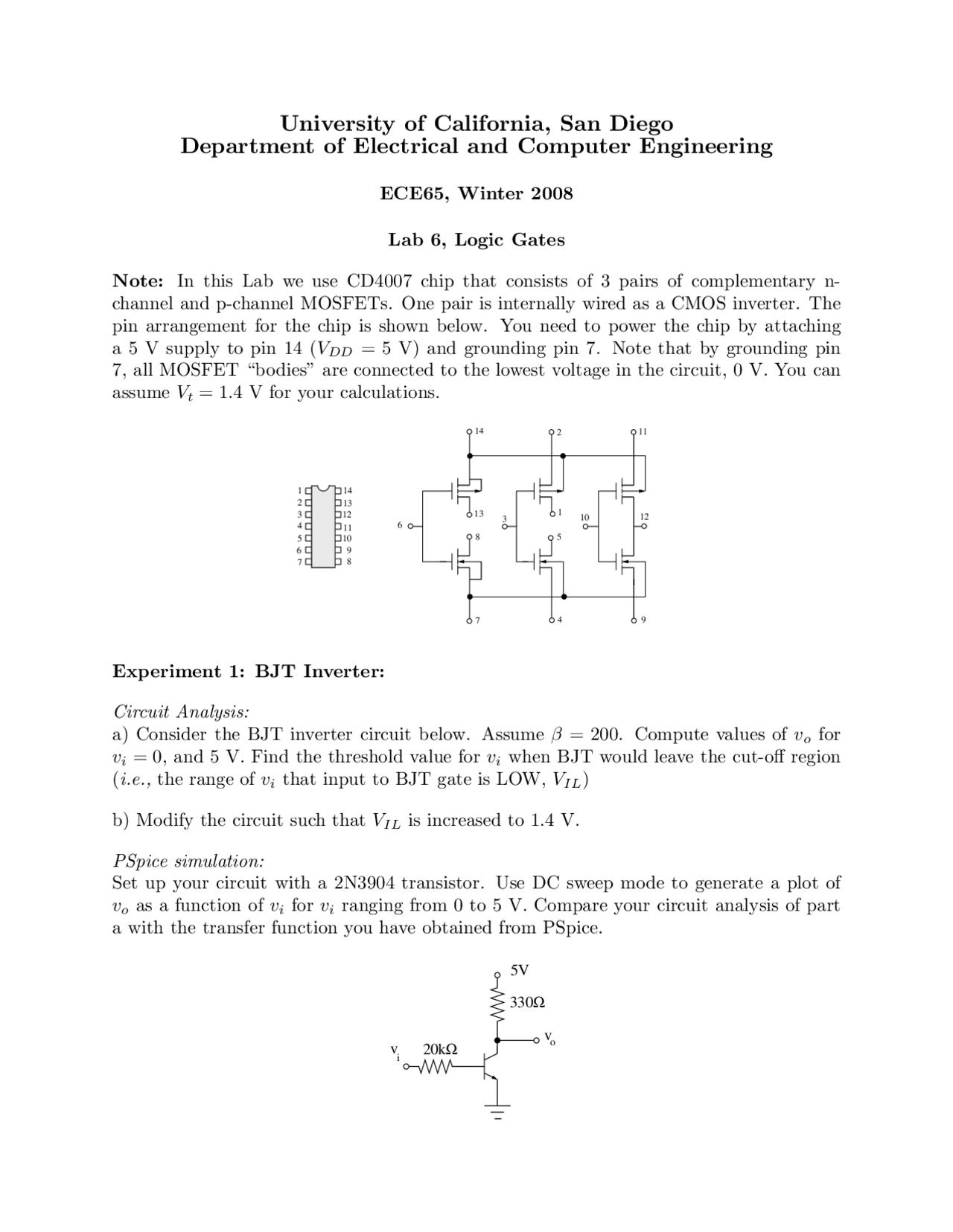 Logic Gates Components And Circuits Lab 6 Ece 65 Docsity