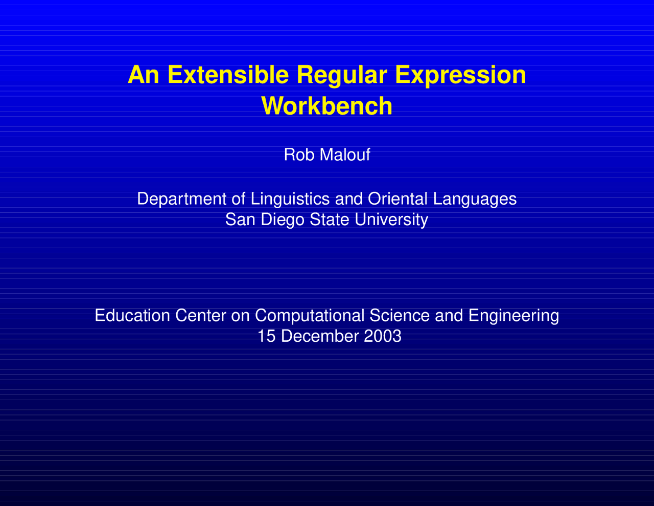 An Extensible Regular Expression Workbench - Slides | LING 581 - Docsity