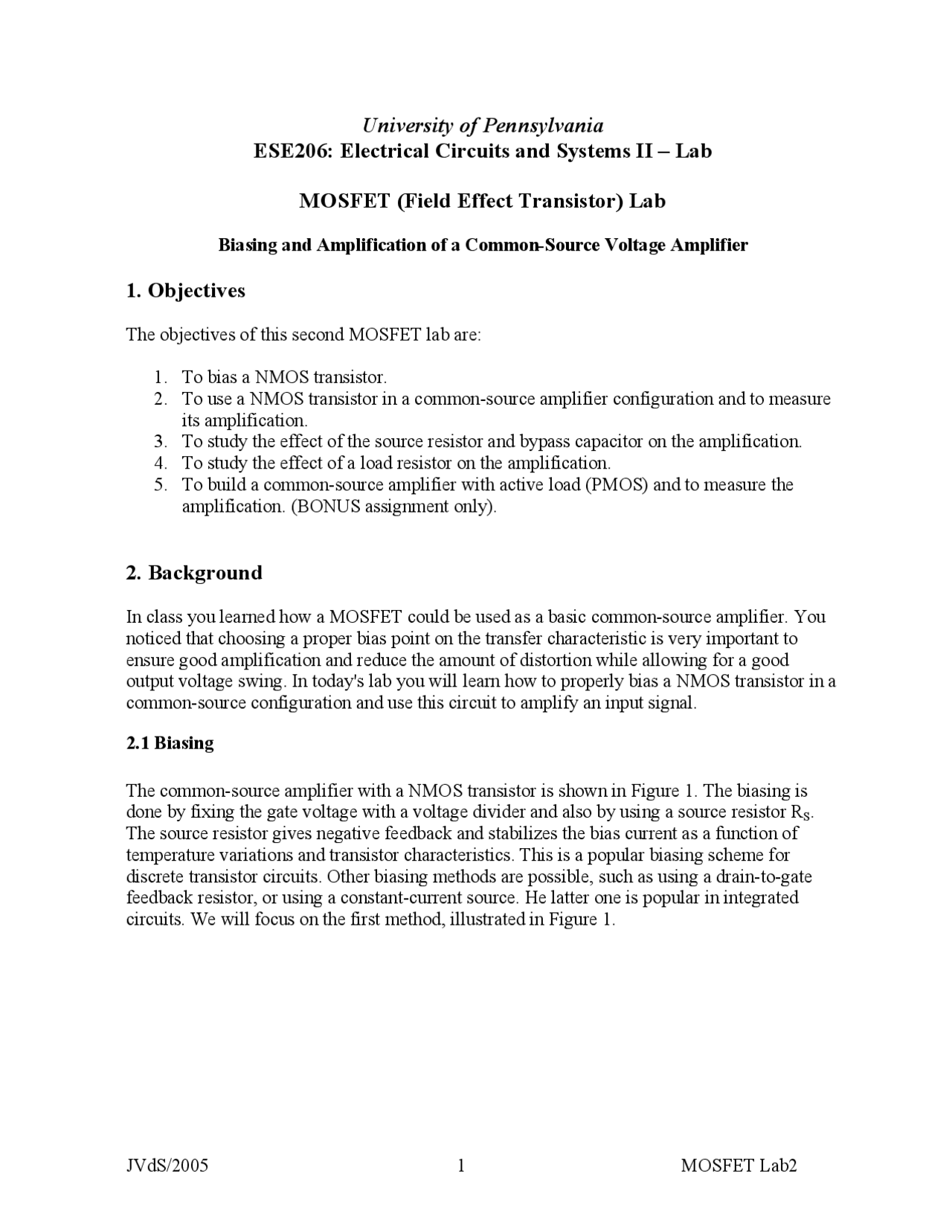 Field Effect Transistor Electrical Circuits And Systems Ii Lab