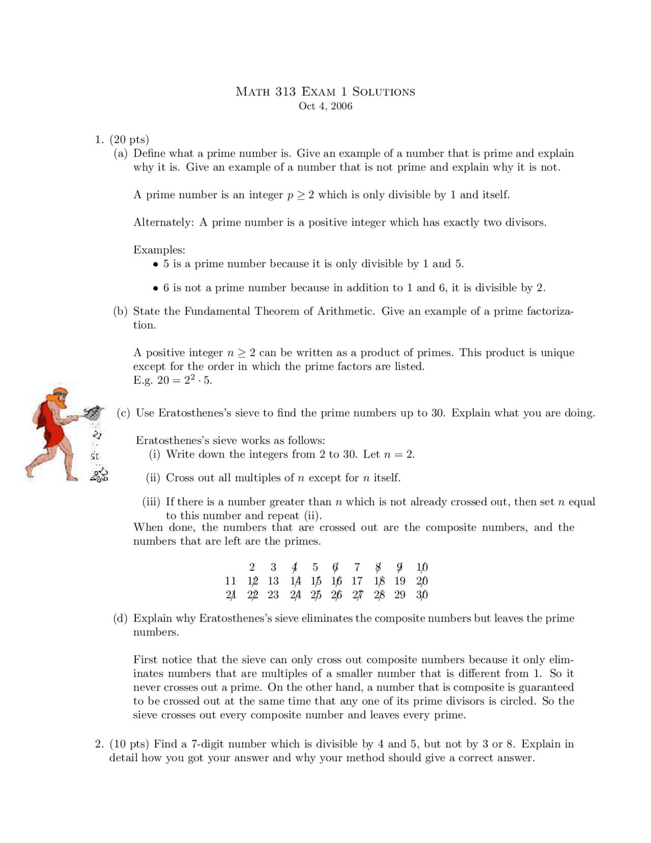5 Questions With Solutions In Exam 1 Math 313 Docsity