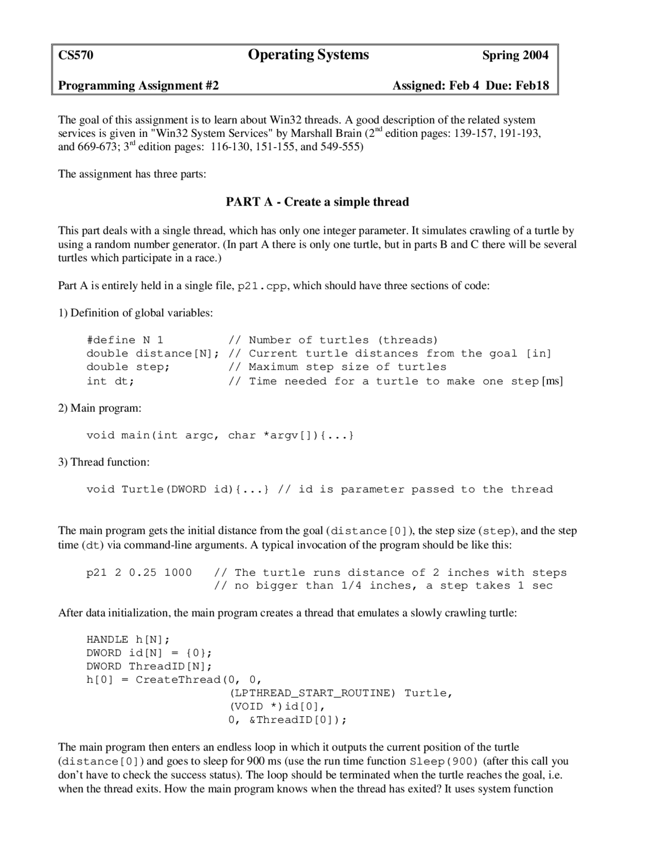 Operating Systems Programming Assignment 2 Cs 570 Docsity 3689