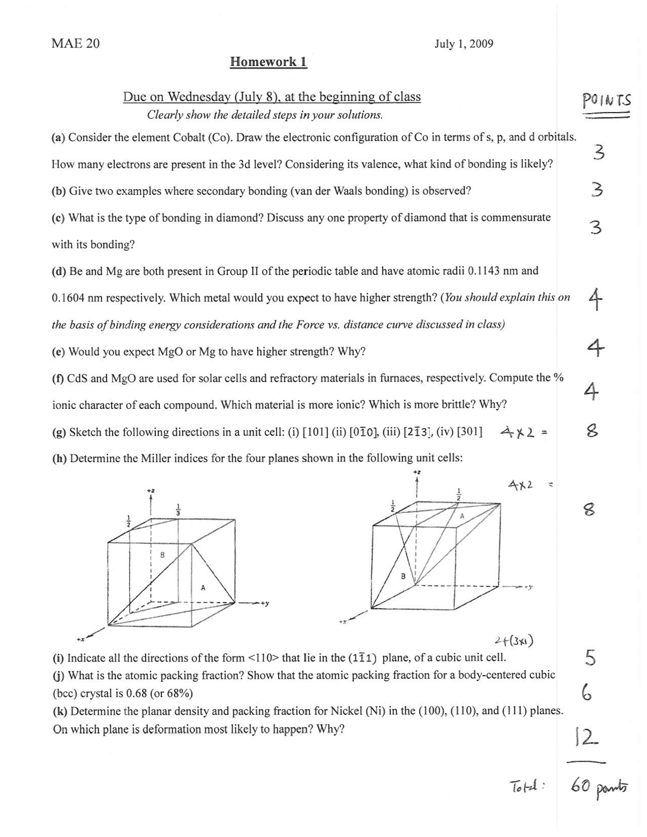 Homework 1 Solutions Elements Of Materials Science Mae 20 Docsity
