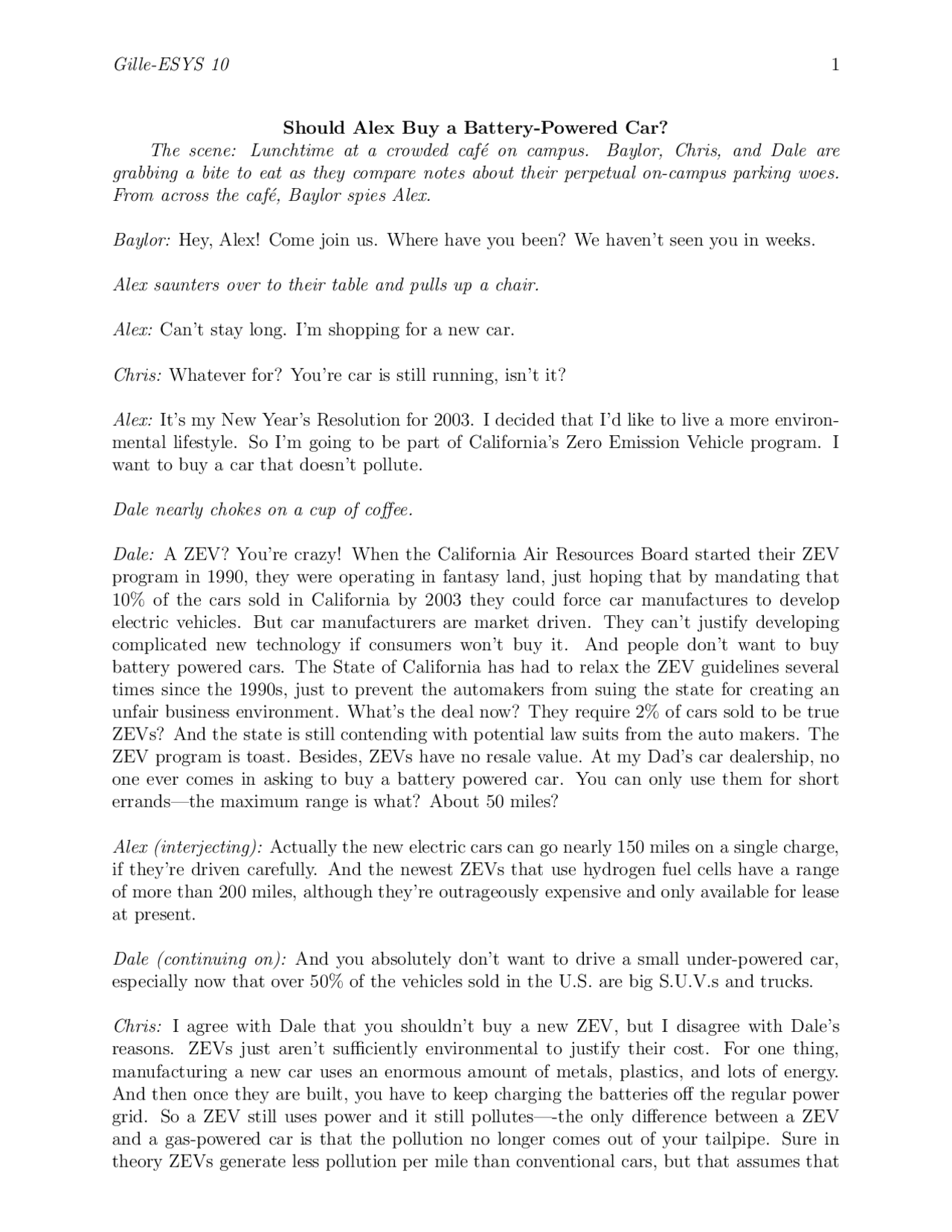 Should Alex Buy a Battery Powered Car - Lecture Notes | ESYS 10 | Study ...