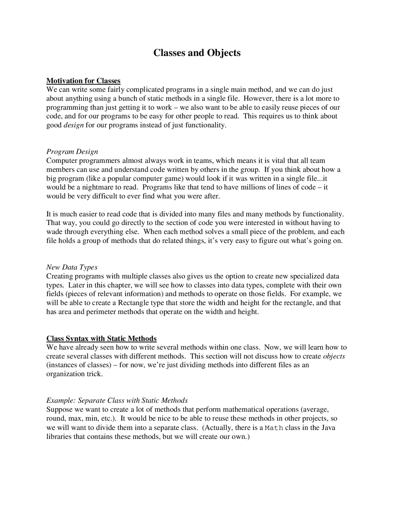 Classes And Objects Lecture Notes Cis 200 Docsity