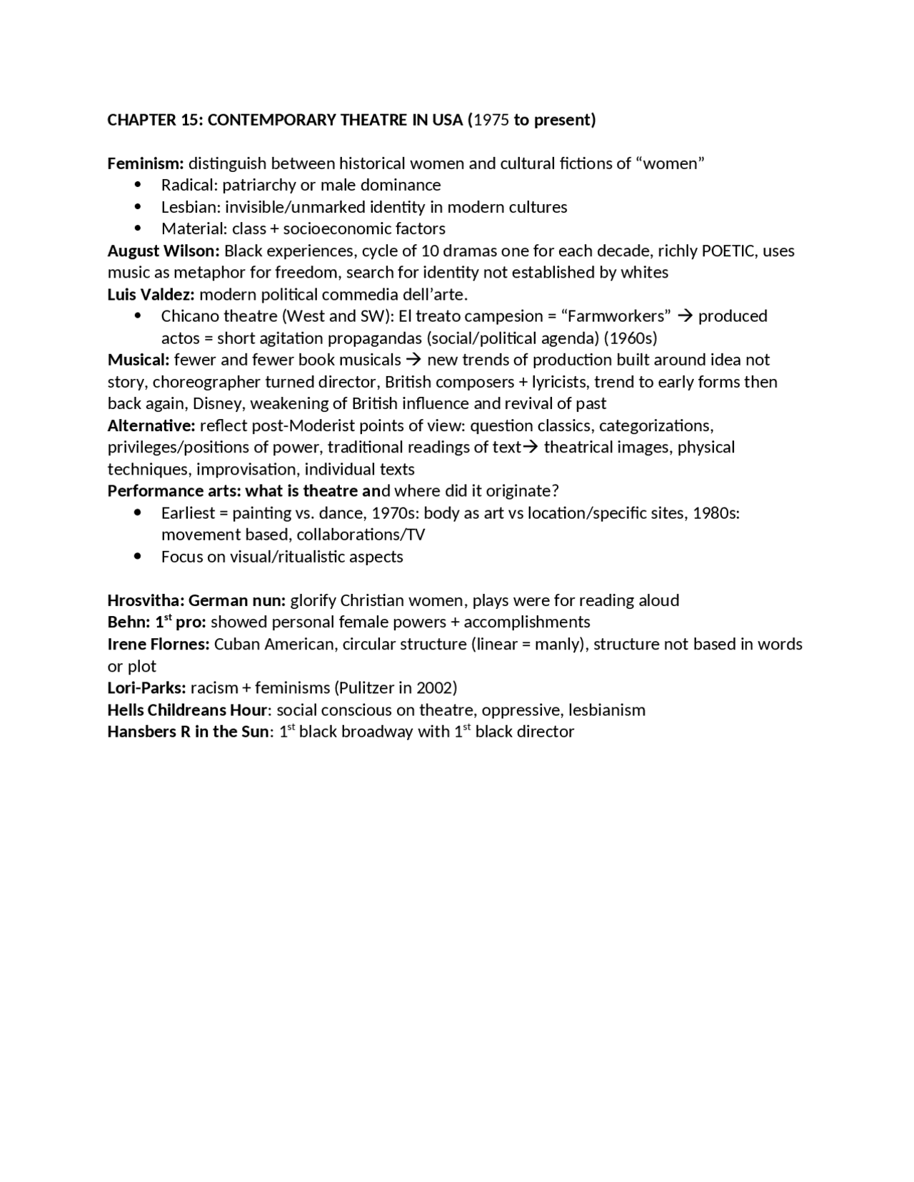 Contemporary US Theatre (1975-present): Feminism, Radicalism ...