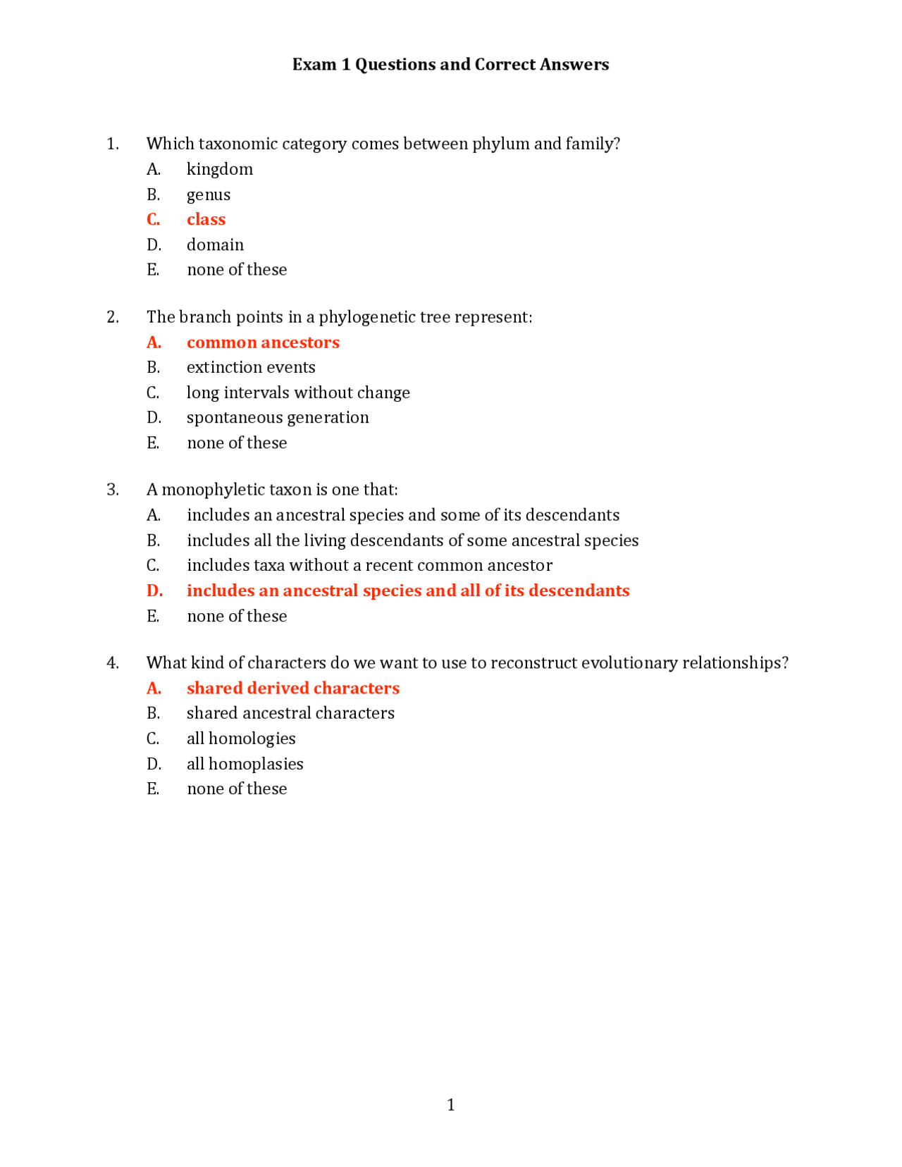 Test One Questions Solved Principles Biology Ii Bsc 116 Docsity