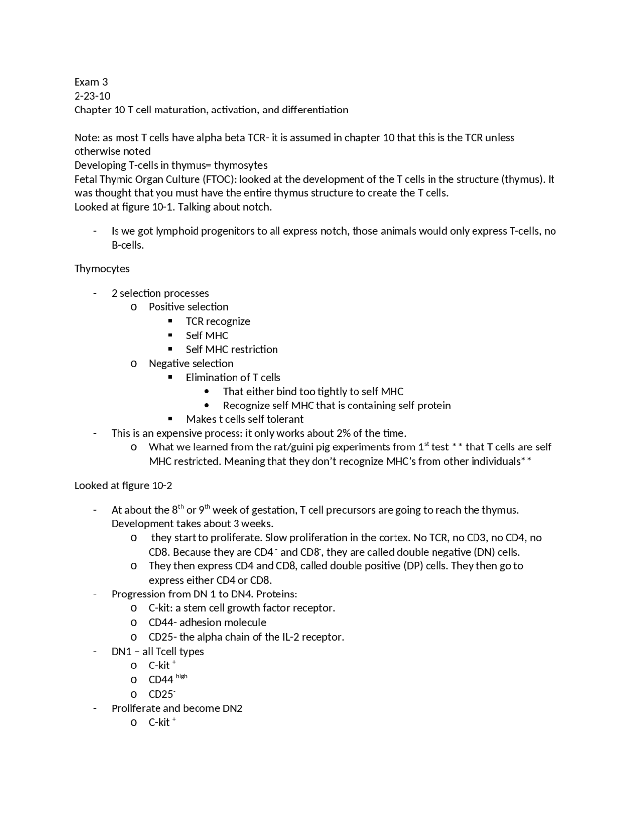 T Cell Maturation Activation And Differentiation Lecture Notes Bi