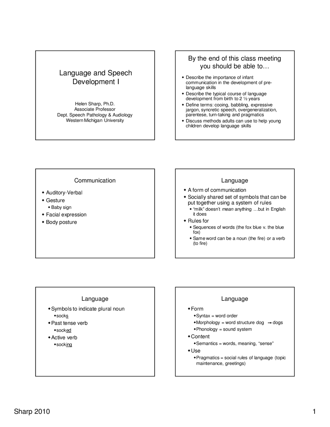 Language And Speech Of Development L Lecture Slides Sppa 2000 Docsity