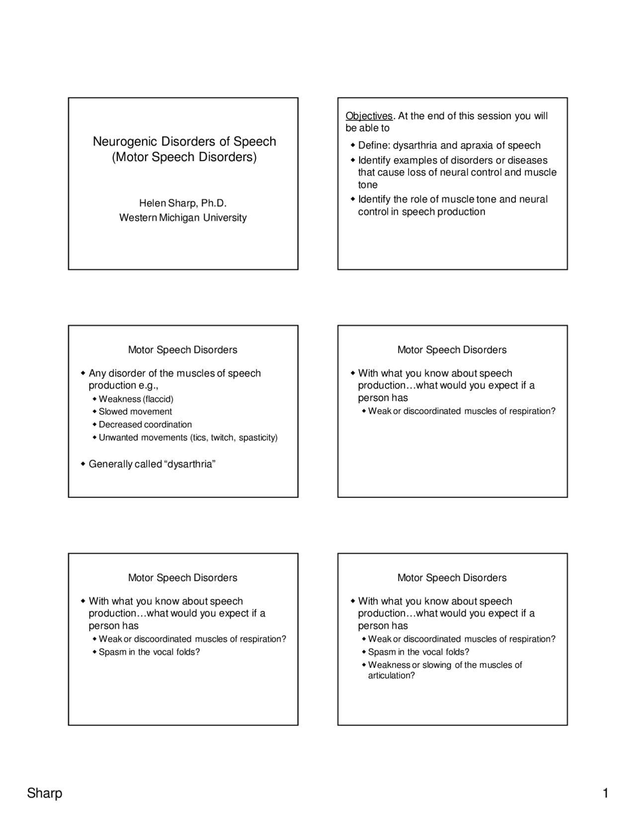 Slides On Motor Speech Disorders Communication Sciences And Disorders