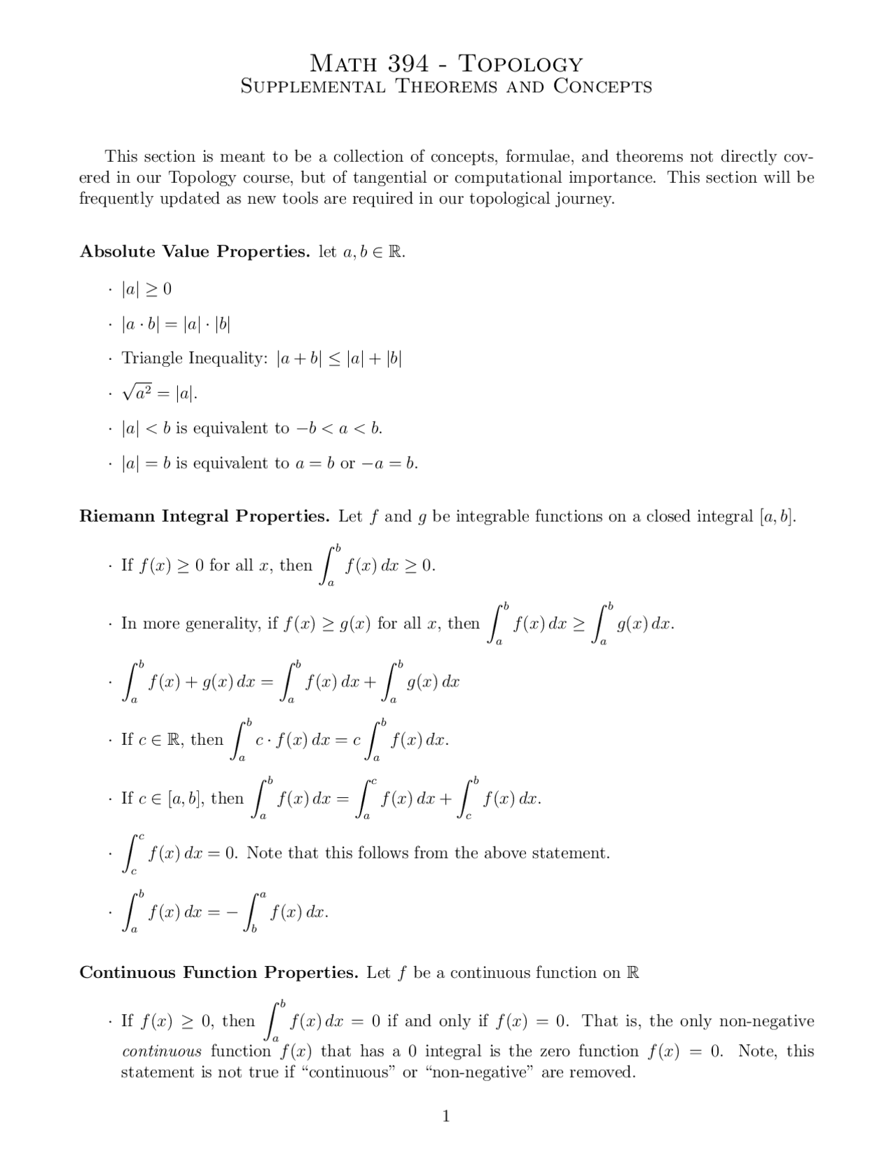 Supplemental Theorems and Concepts - Lecture Notes - Topology | MATH ...