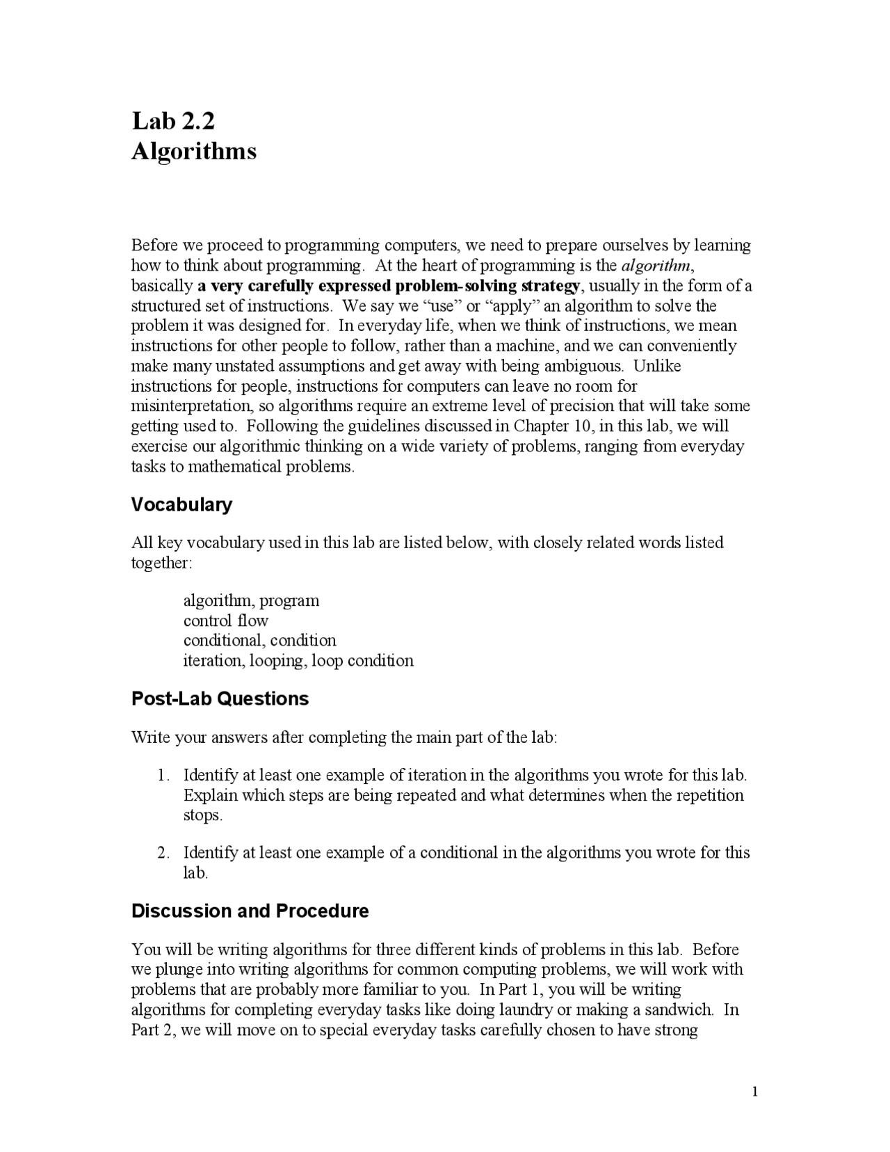 Algorithms For Computational Problems Lab Work 2 Cs 101 Docsity