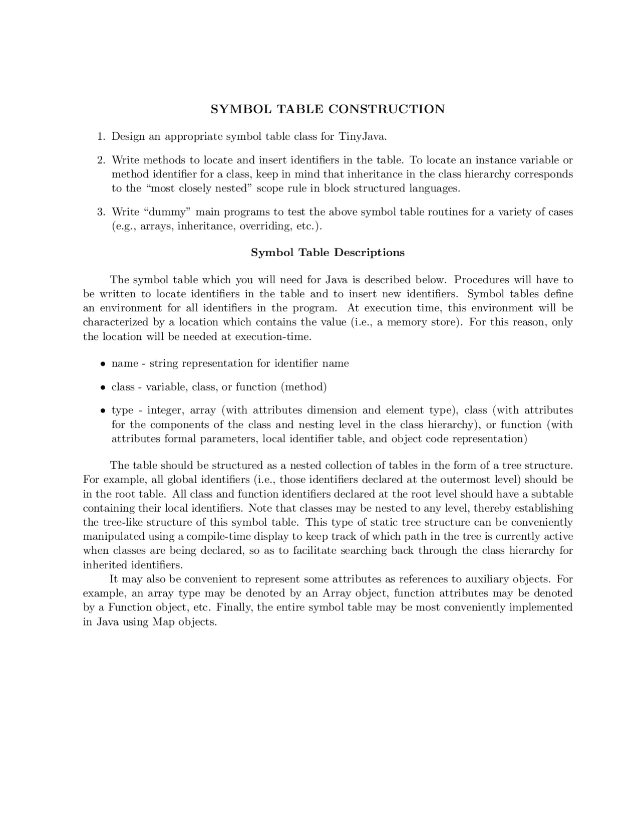 Symbol Table Construction Compiler Design I Cs 602 Docsity