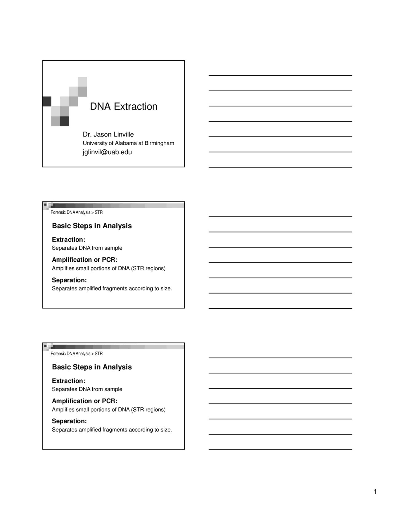 Lecture Slides On Dna Extraction Forensic Science Lab Iii Js 352
