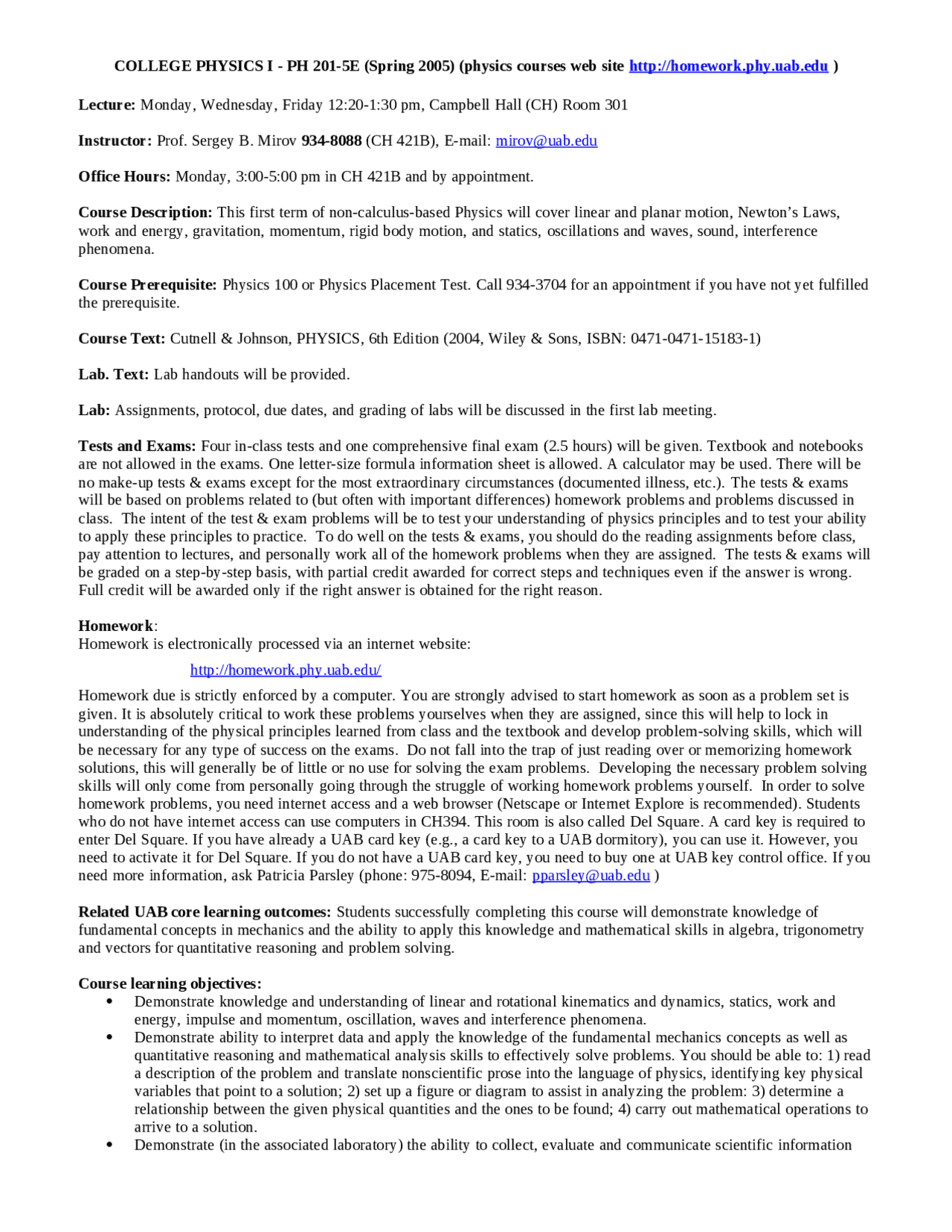 College Physics I Review Sheet For Exam 2 Ph 201 Docsity