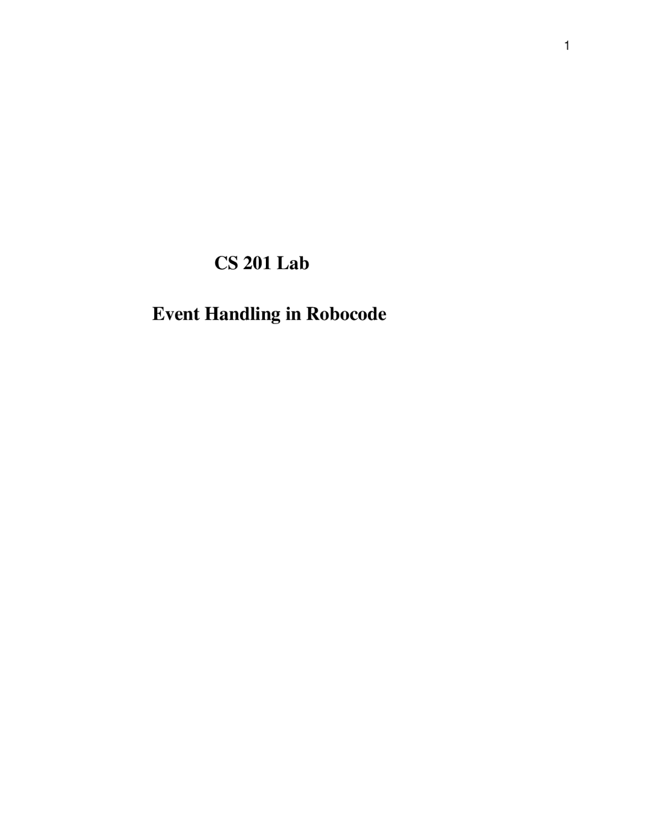 Event Handling in the Robocode - Laboratory Work | CS 201 - Docsity