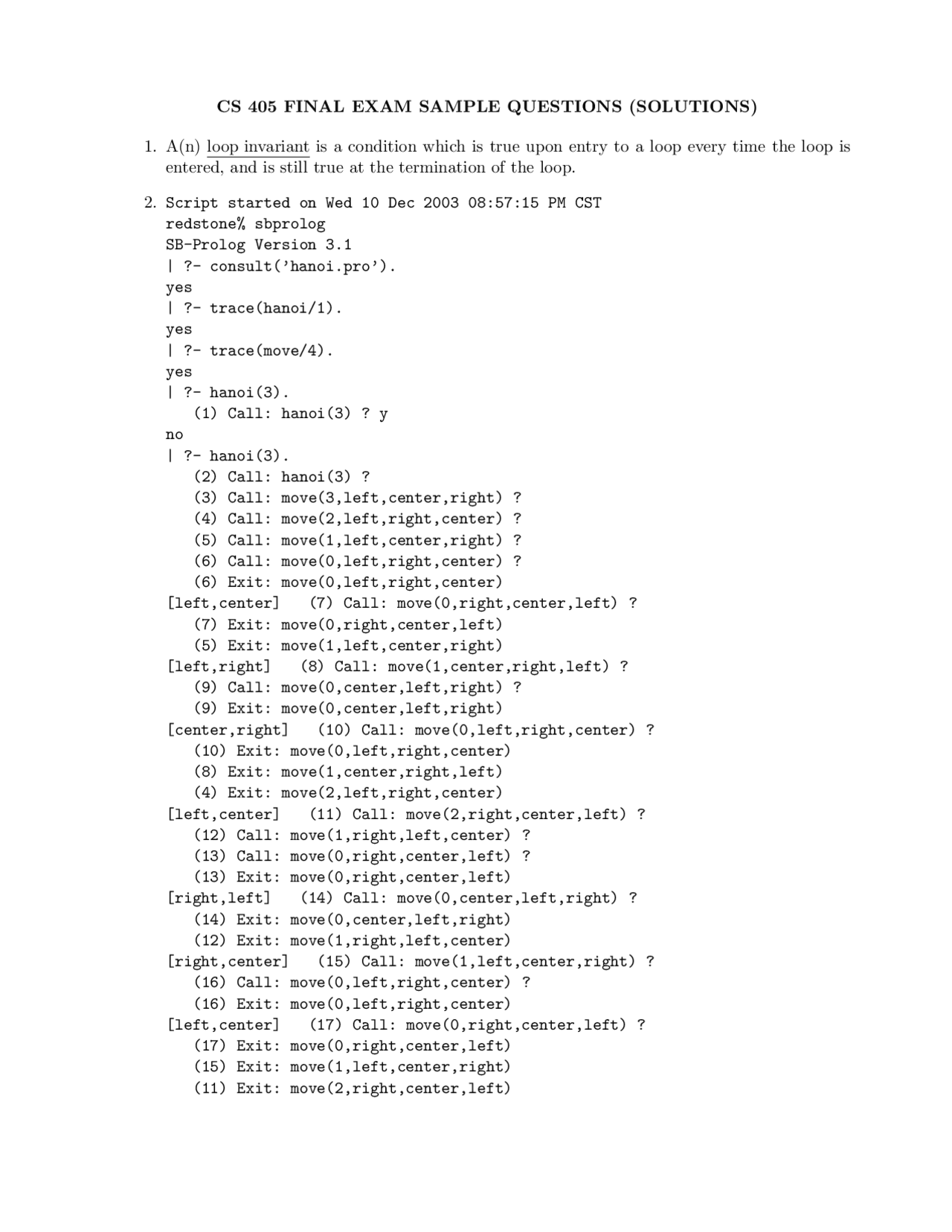 7 Solved Questions Of Programming Languages Final Exam Cs 401 Docsity