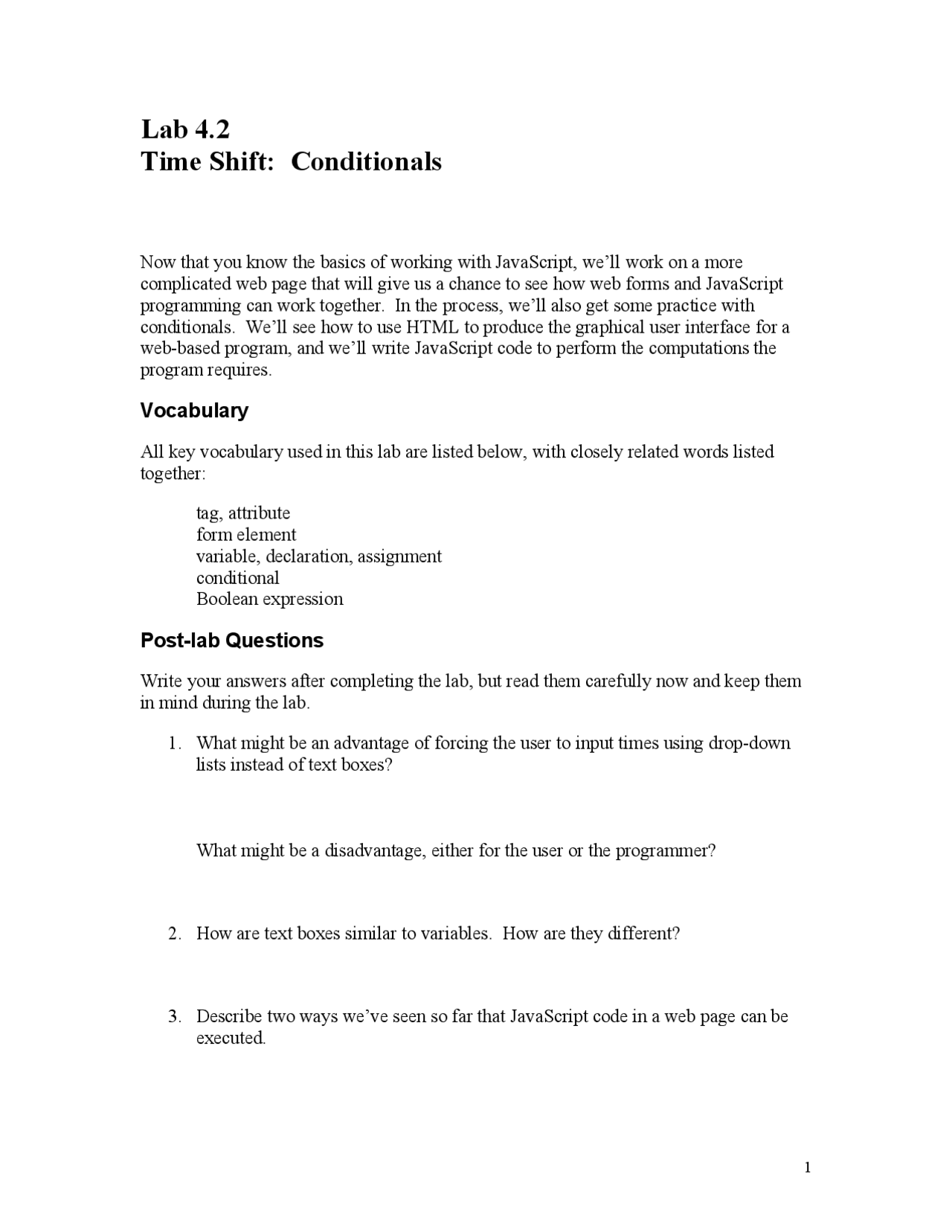 Time Shift: Conditionals - Laboratory Report 4 | CS 101 - Docsity