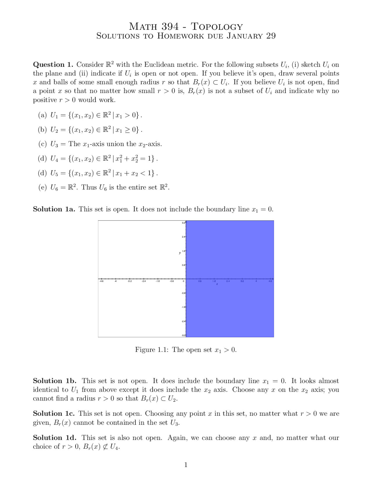 Solutions To Homework Problems Topology Math 394 Assignments