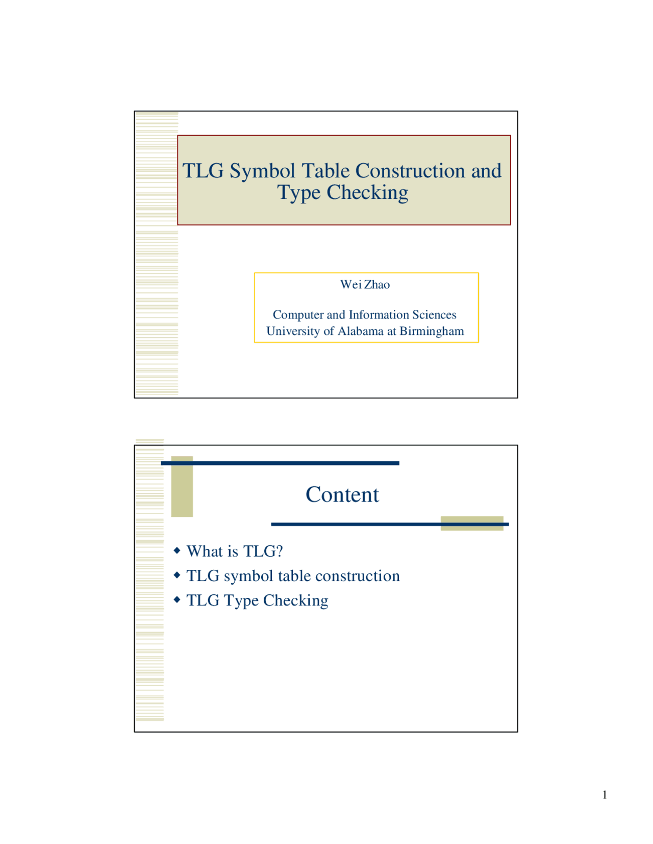 Tlg Symbol Table Construction And Type Checking Lecture Slides Cs 602 Docsity