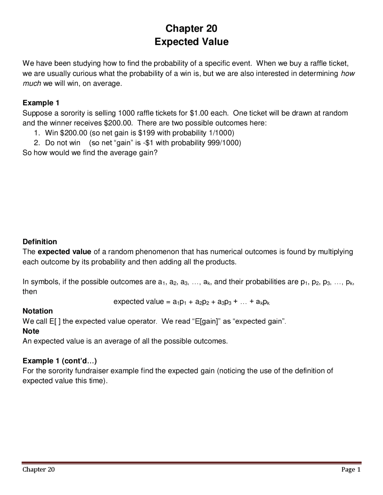 Lecture Notes On Expected Value Stat 110 Docsity