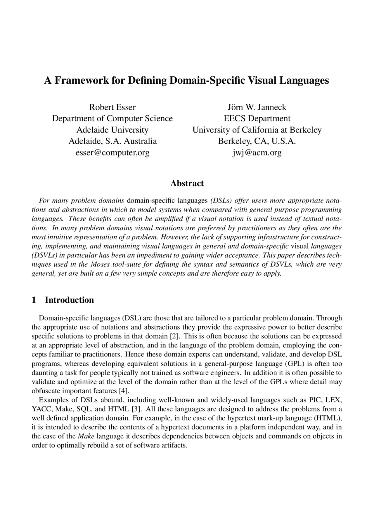 A Framework For Defining Domain Specific Visual Languages Cs 793 Docsity