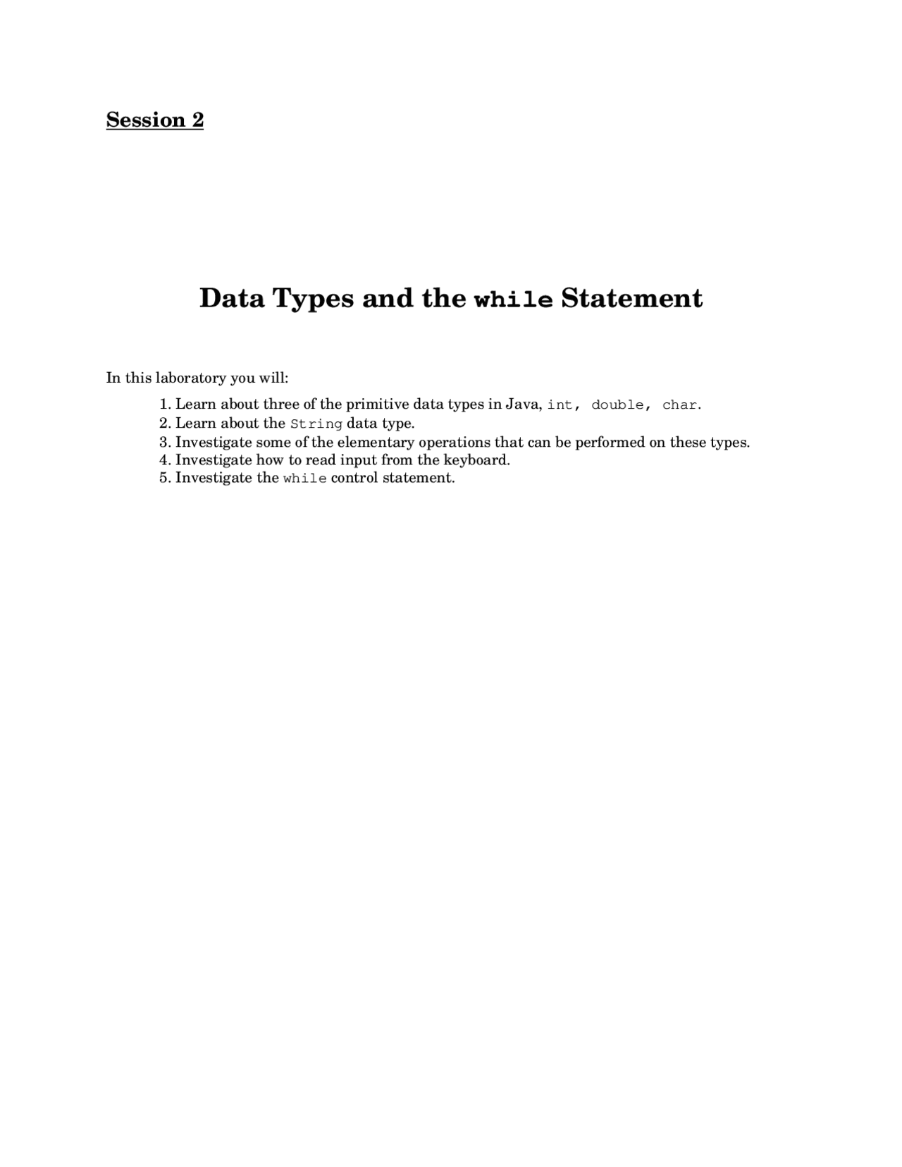 Primitive Data Types and Variables | CS 201 - Docsity