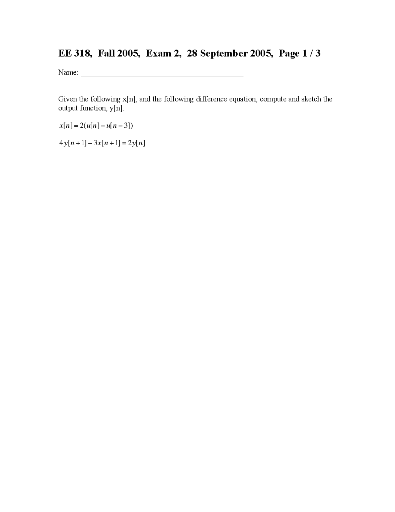 Practice Exam 2 Methods Of System Analysis Ee 318 Docsity