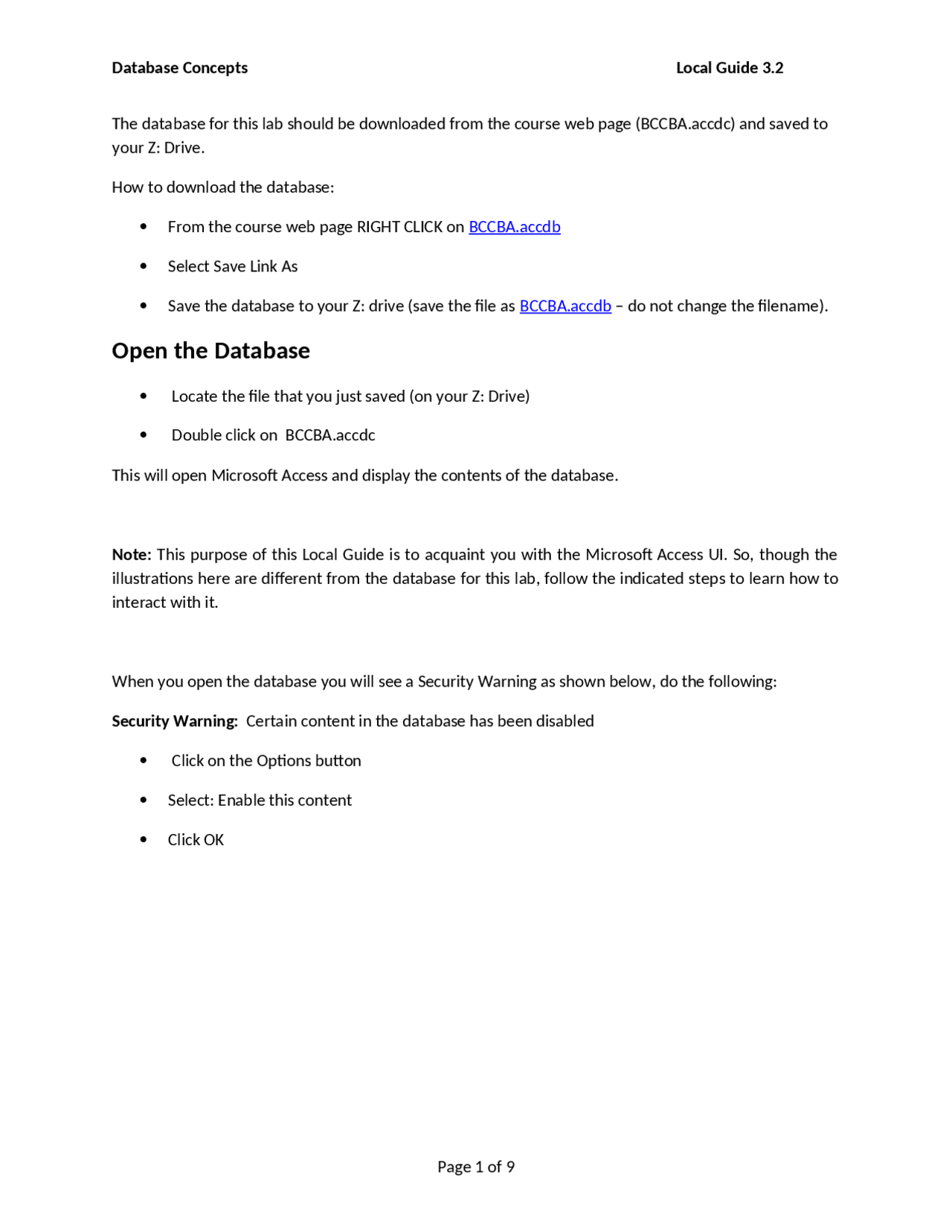 Open The Database Viewing All Access Objects Cs 101 Docsity