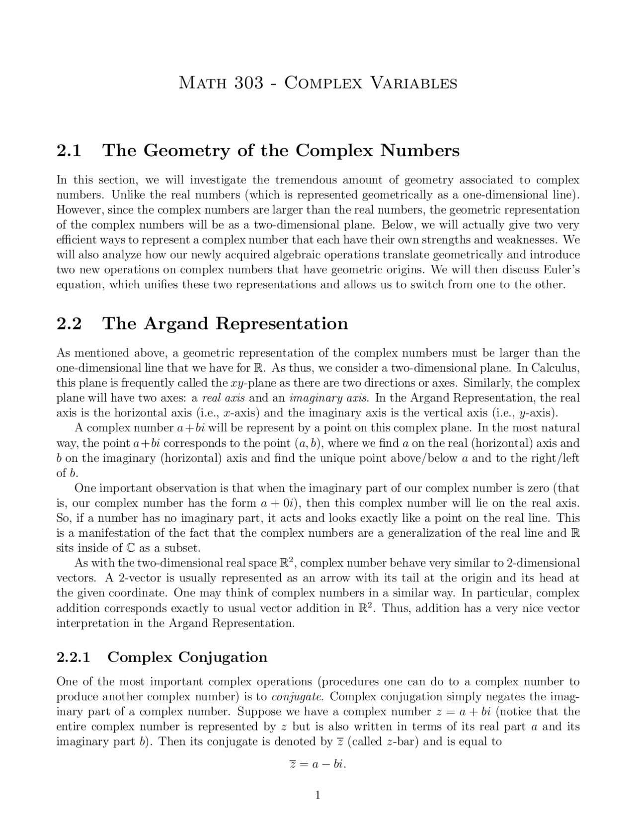 Notes on The Geometry of Complex Numbers, The Argand Representation ...