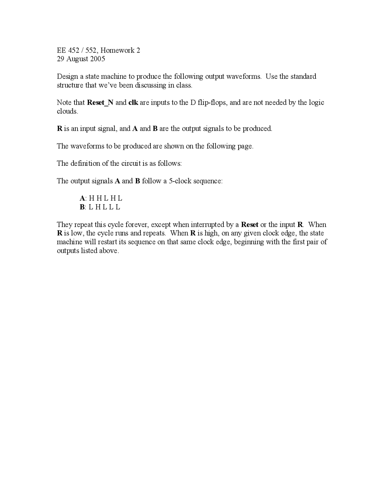 Homework 2 On Vhdl Digital Systems Design Ee 452 Docsity