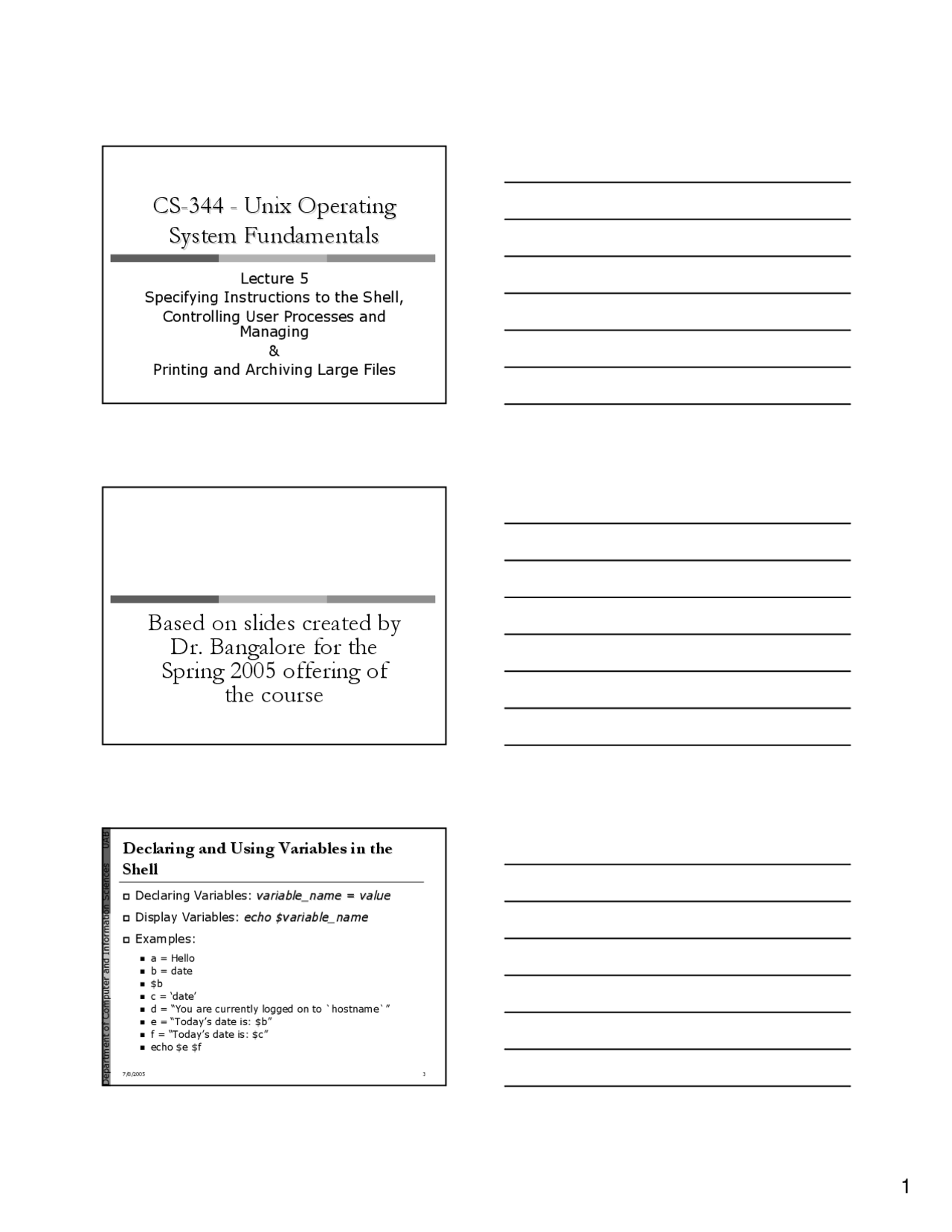 Unix OS Fundamentals: Lecture 5 - Shell Instructions, Process Control, and File Management ...