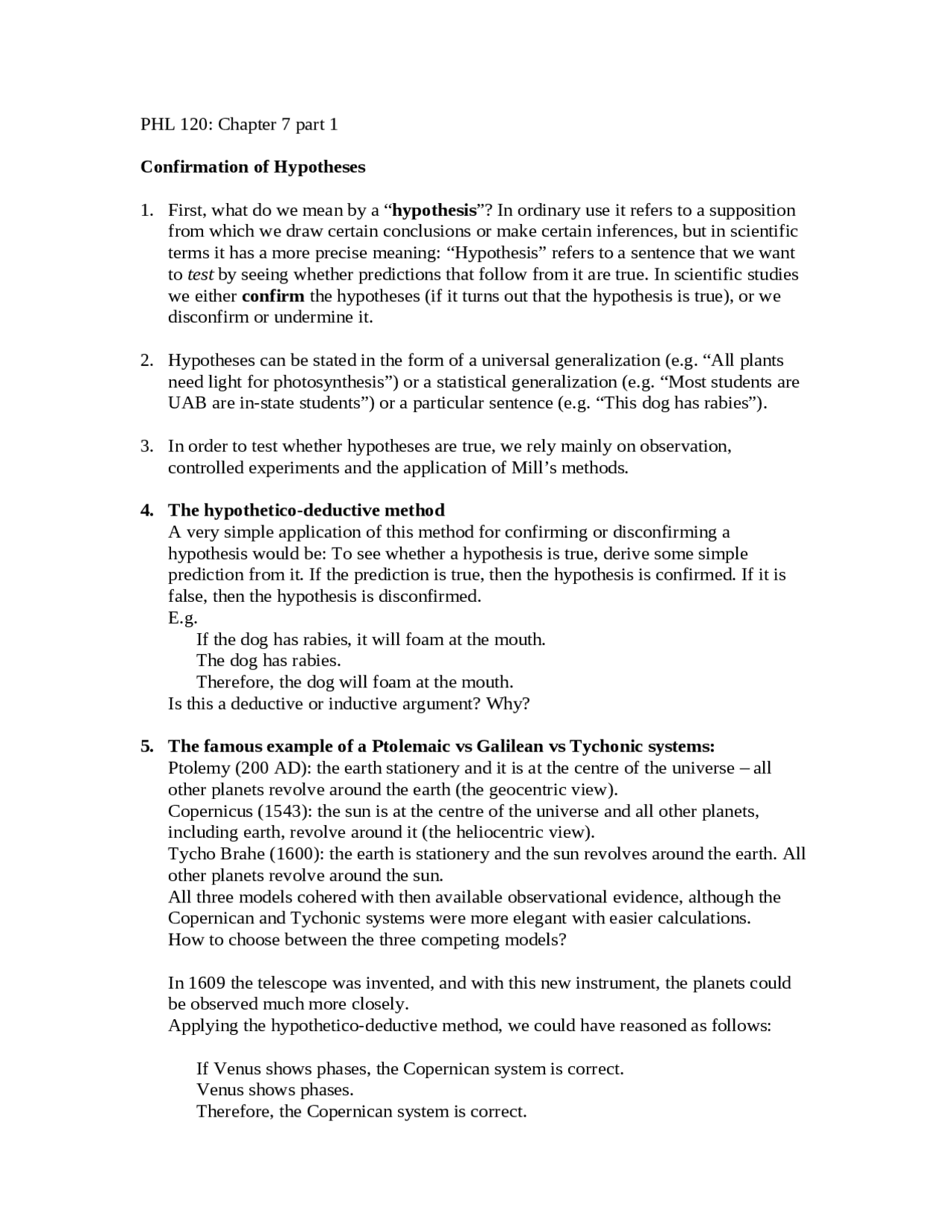 Notes On Confirmation Of Hypothesis Practical Reasoning Phl 120