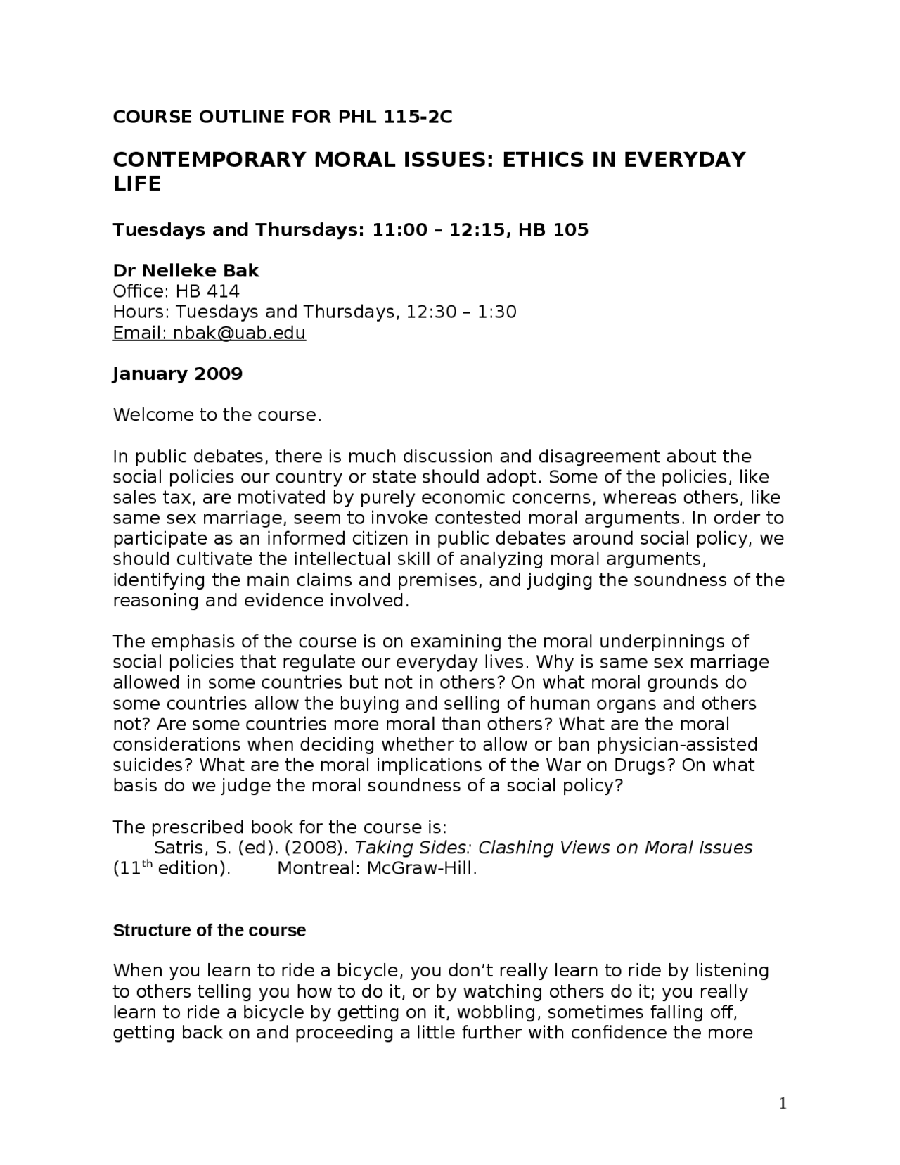 Contemporary Moral Issues: Ethics in Everyday Life - PHL 115-2C Course ...