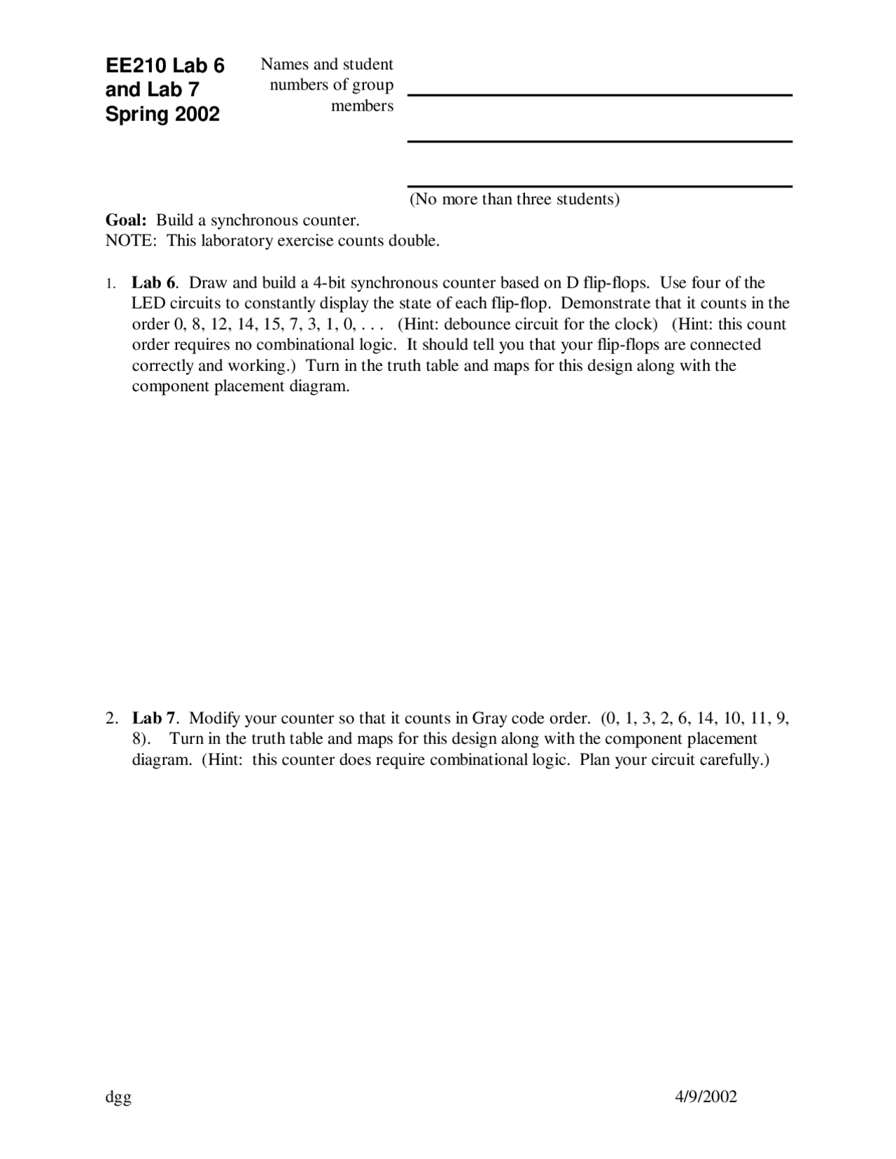 Lab 7 Build A Synchronous Counter Ee 210 Docsity