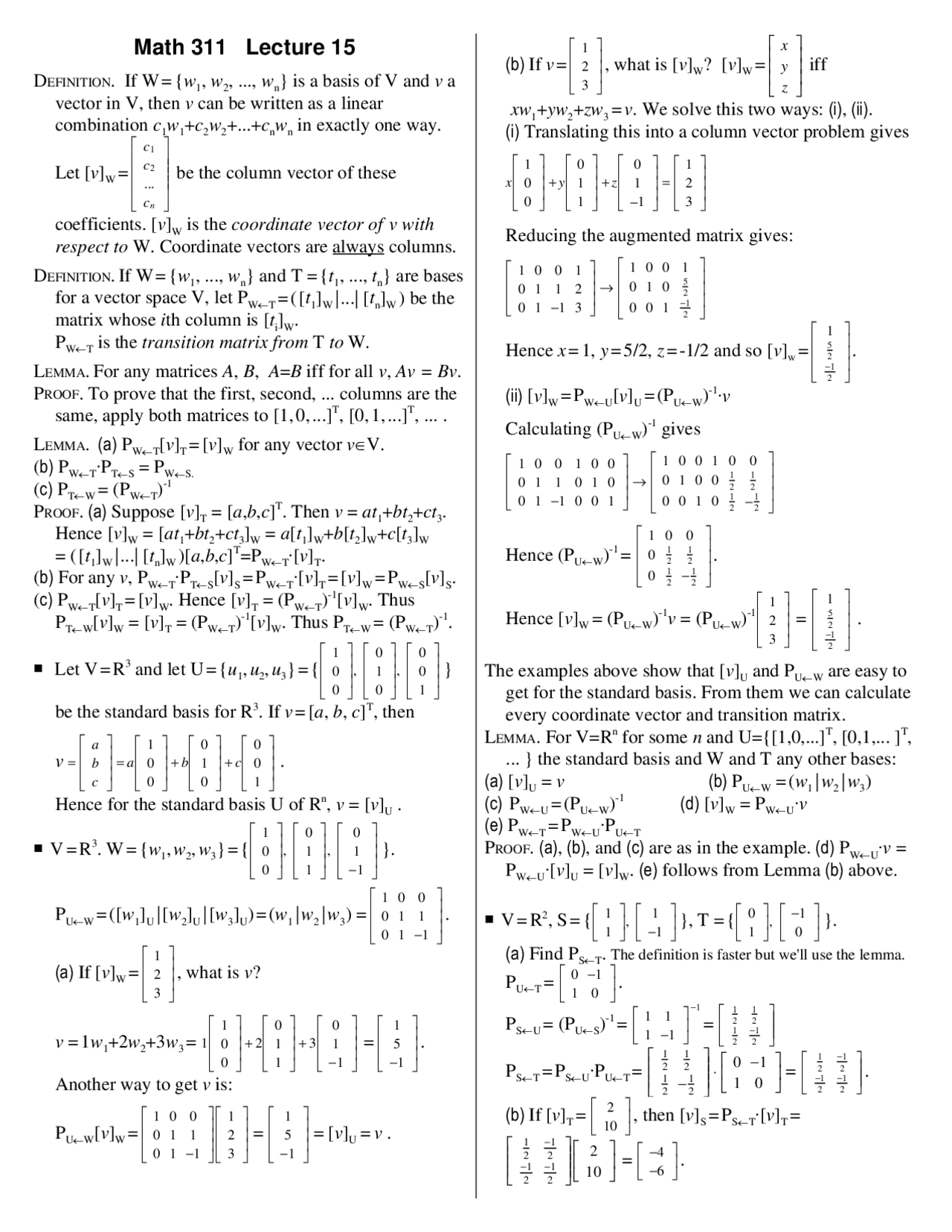 Solved Problems On Introduction To Linear Algebra Notes Math 311