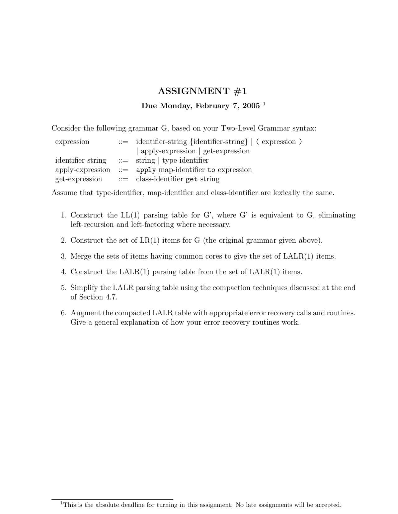 6 Questions On Topics In Compiler Design I Assignment 1 Cs 702