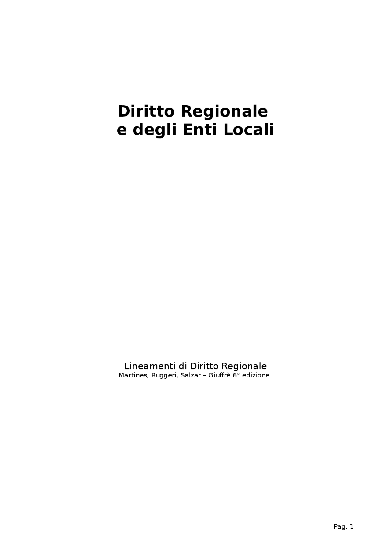 Riassunto Diritto Regionale E Enti Locali Docsity