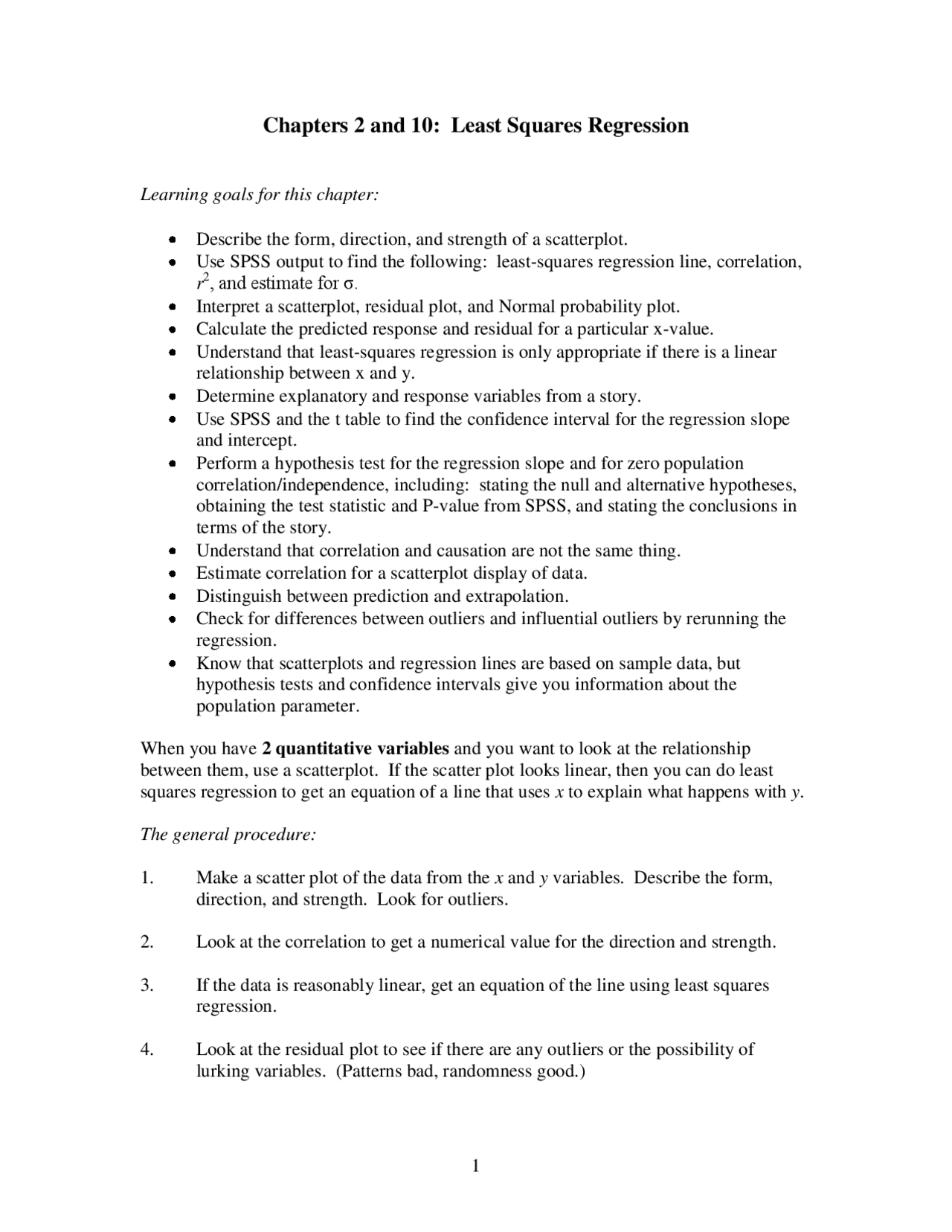 Least Squares Regression Lecture Notes Stat 30100 Docsity