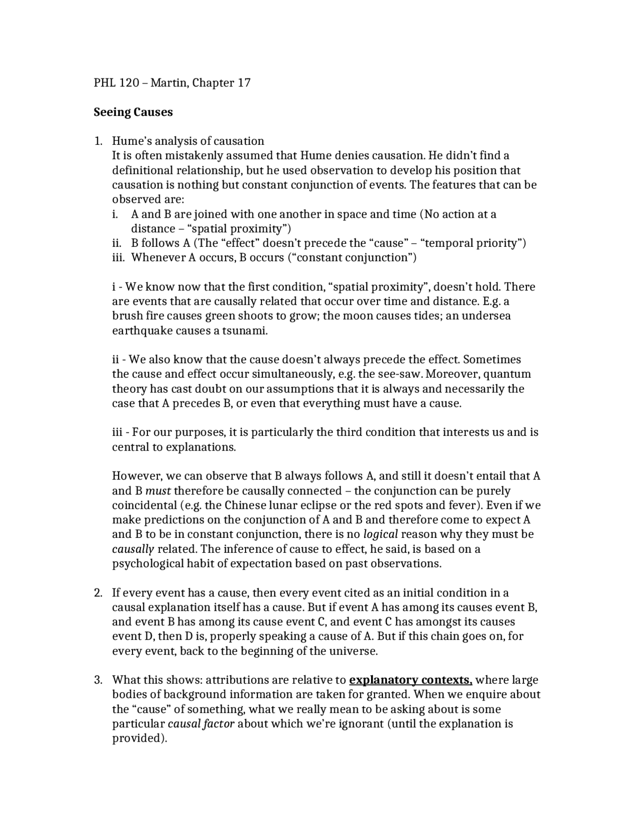Practical Reasoning Seeing Causes Notes Phl 120 Docsity