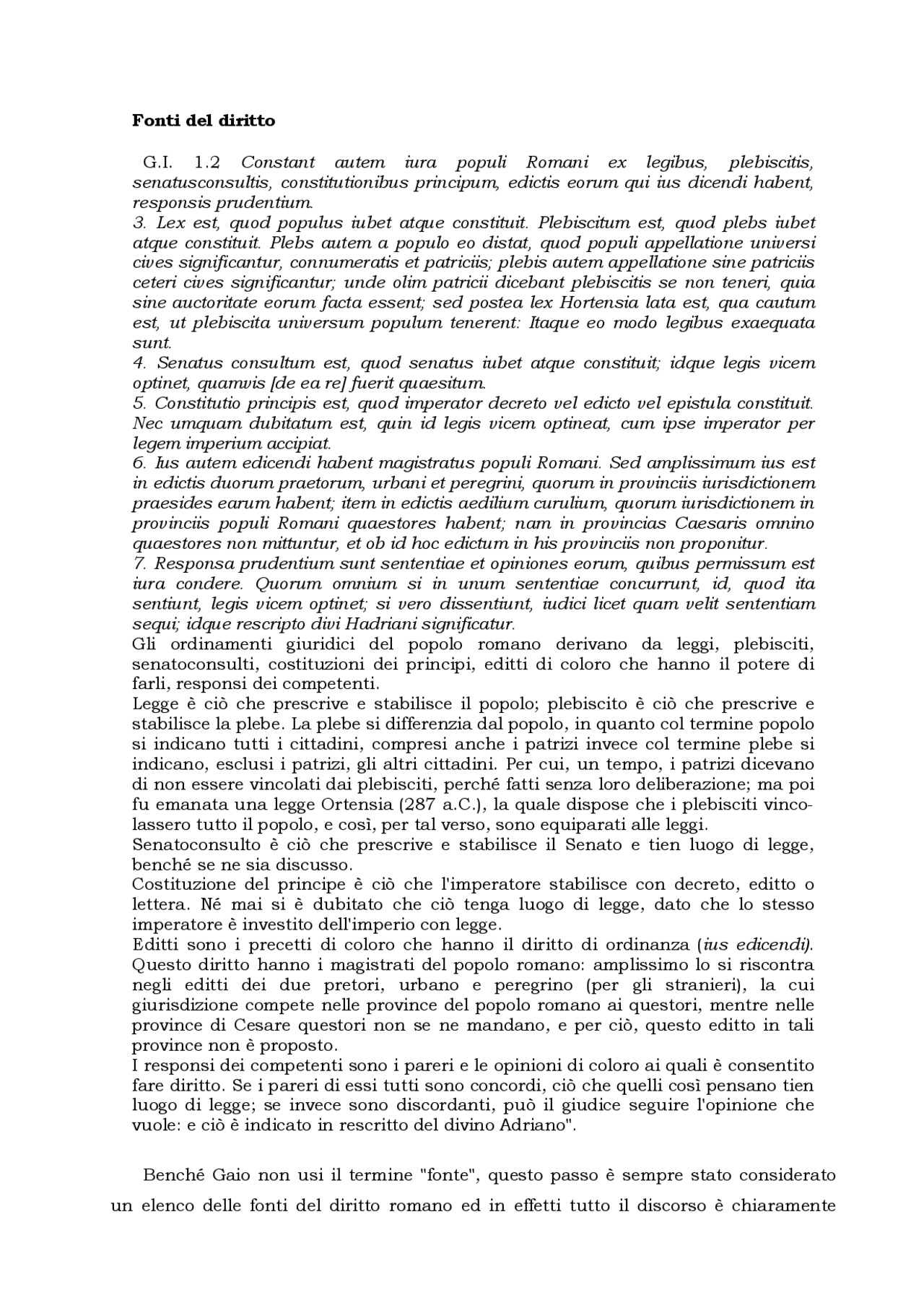 Fonti Del Diritto Romano Docsity