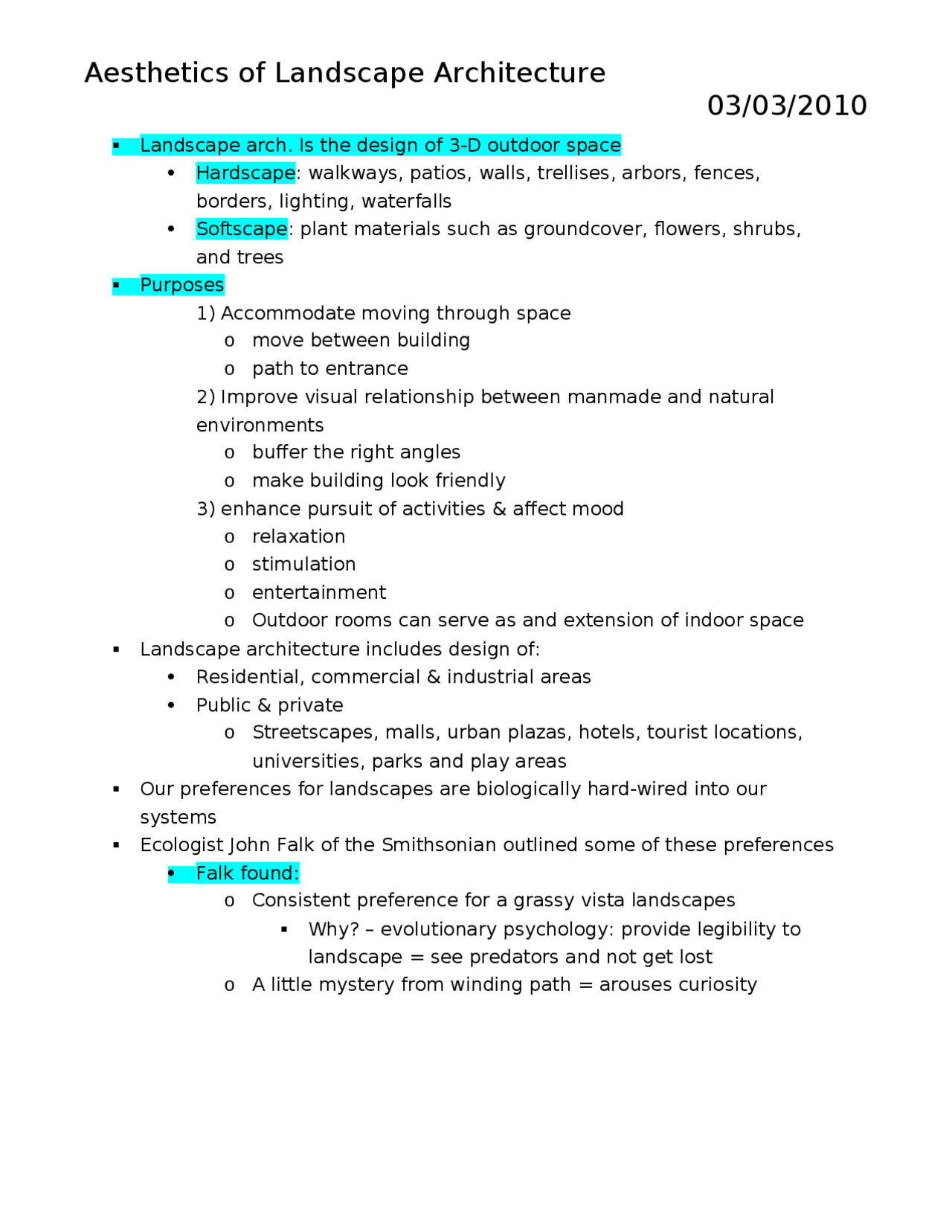 Aesthetics of Landscape Architecture - Notes | AESHM 342 | Study notes ...