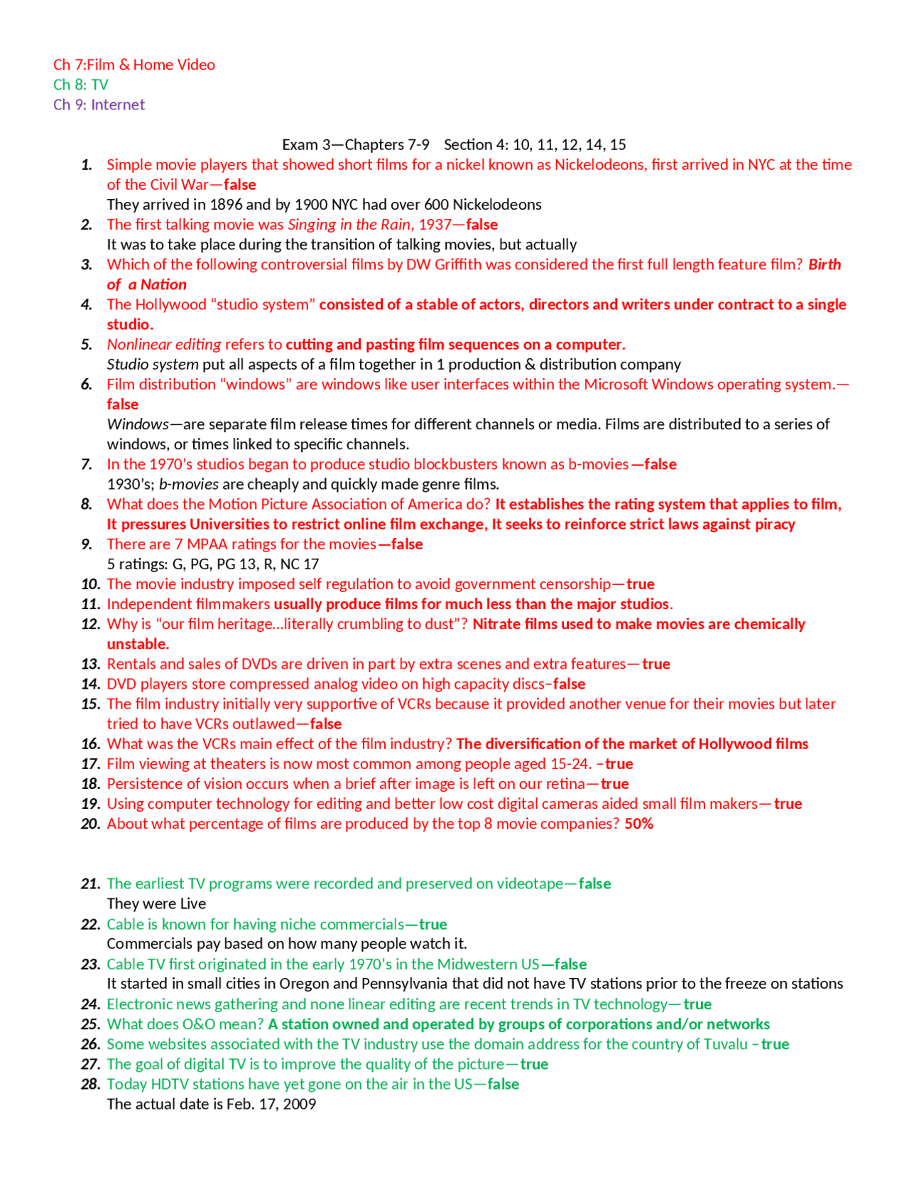 Exam 3 With Answers For Introduction To Mass Communication Fdm 1303