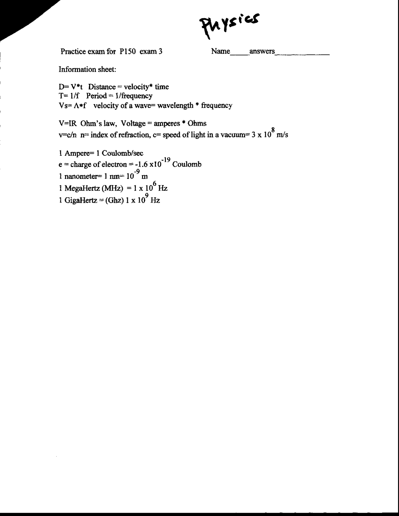 14 Problems For Exam 3 How Things Work Phys Docsity