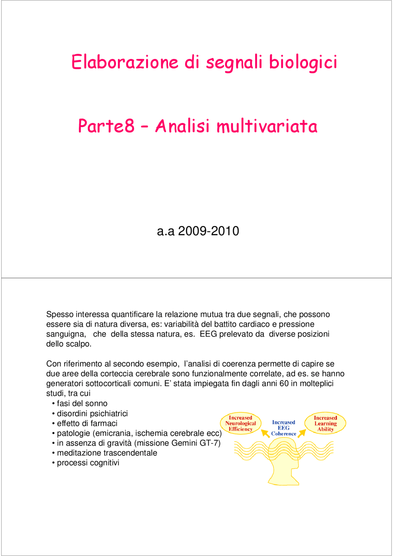 Elaborazione Dei Segnali Biologici Analisi Multivariata Docsity