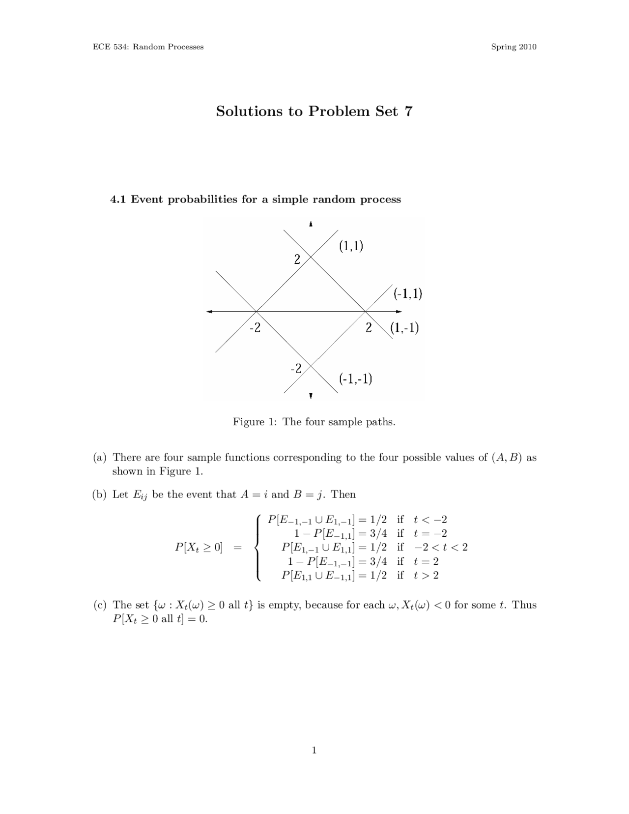 Solutions To Problem Set 7 On Random Processes Ece 534 Docsity
