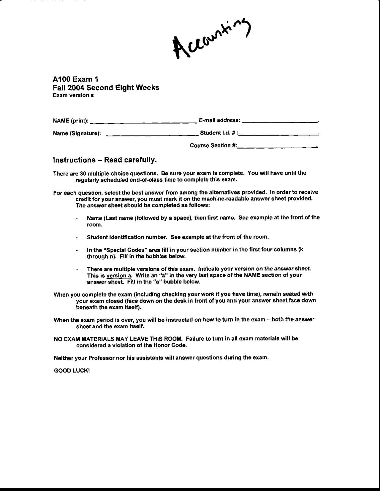 Practice Questions For Exam 1 Basic Accounting Skills Bus Docsity
