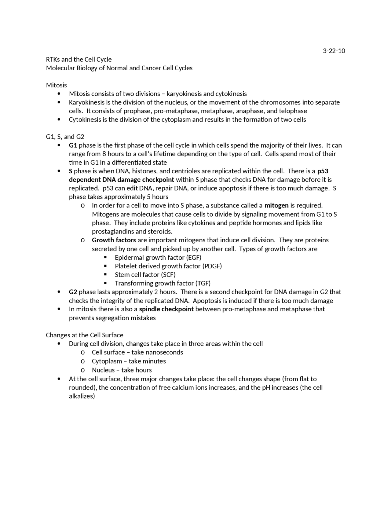 Molecular Biology of Normal and Cancer Cell Cycles | BIOL 605 - Docsity