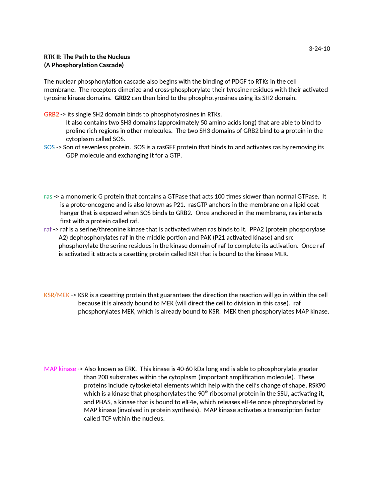 The Path to the Nucleus, A Phosphorylation - Notes | BIOL 605 - Docsity